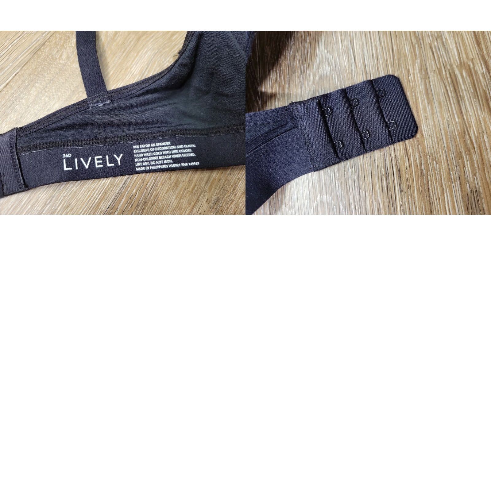 Vintage Full Figure Black Rayon Spandex Molded Cups Wireless Everyday ...