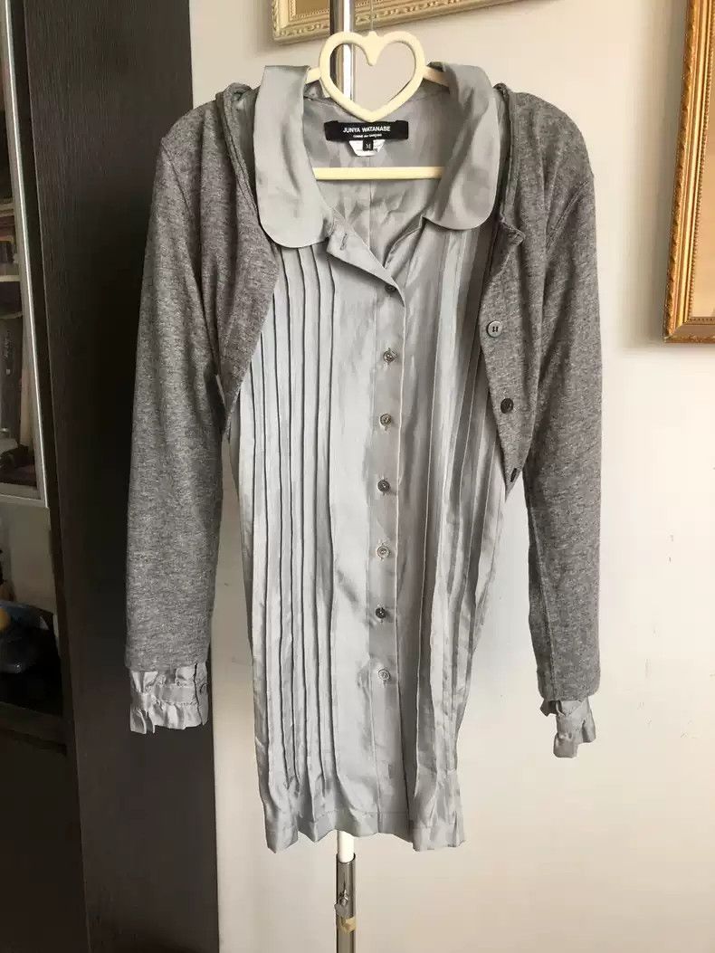 Junya Watanabe junya watanabe Grey fake two-piece knitted twist top ...