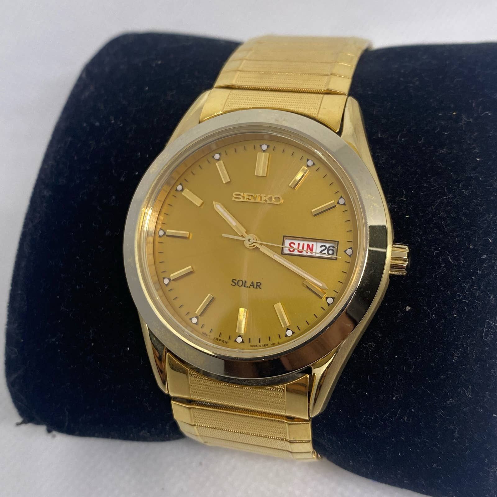 Seiko Men’s Seiko Gold Tone Day Date Solar Powered V158-0AB0 Watch ...