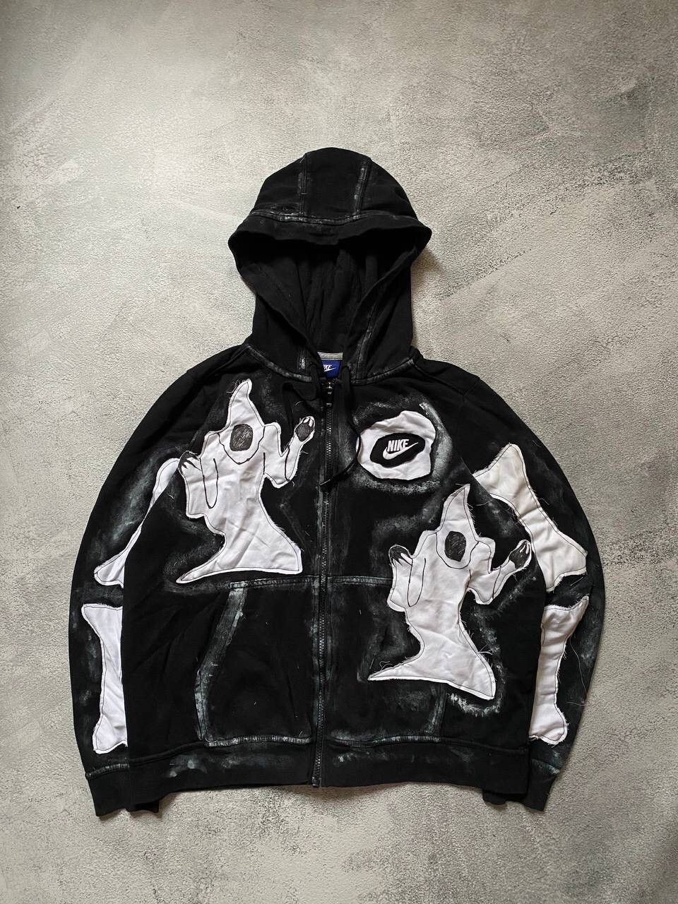 Nike × Streetwear Nike Ghost x Skeleton distressed custom y2k hoodie ...