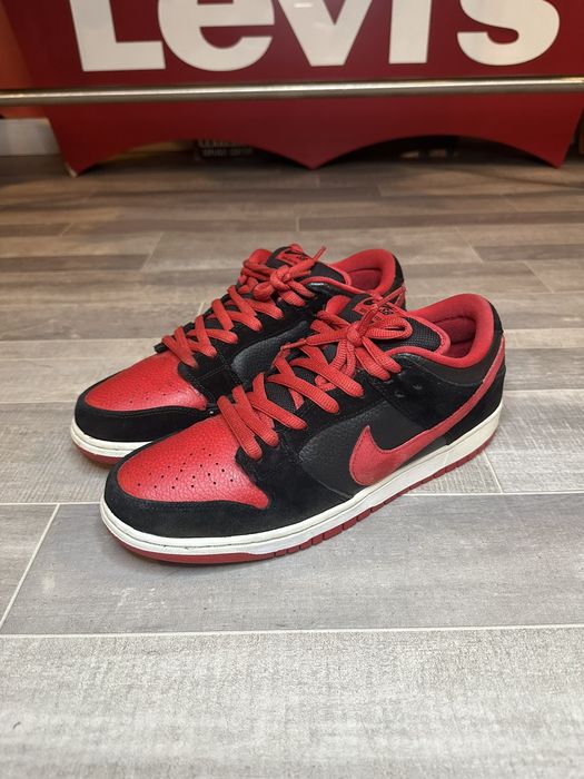 Nike RARE Nike sb dunk low j pack bred black and red dunks | Grailed