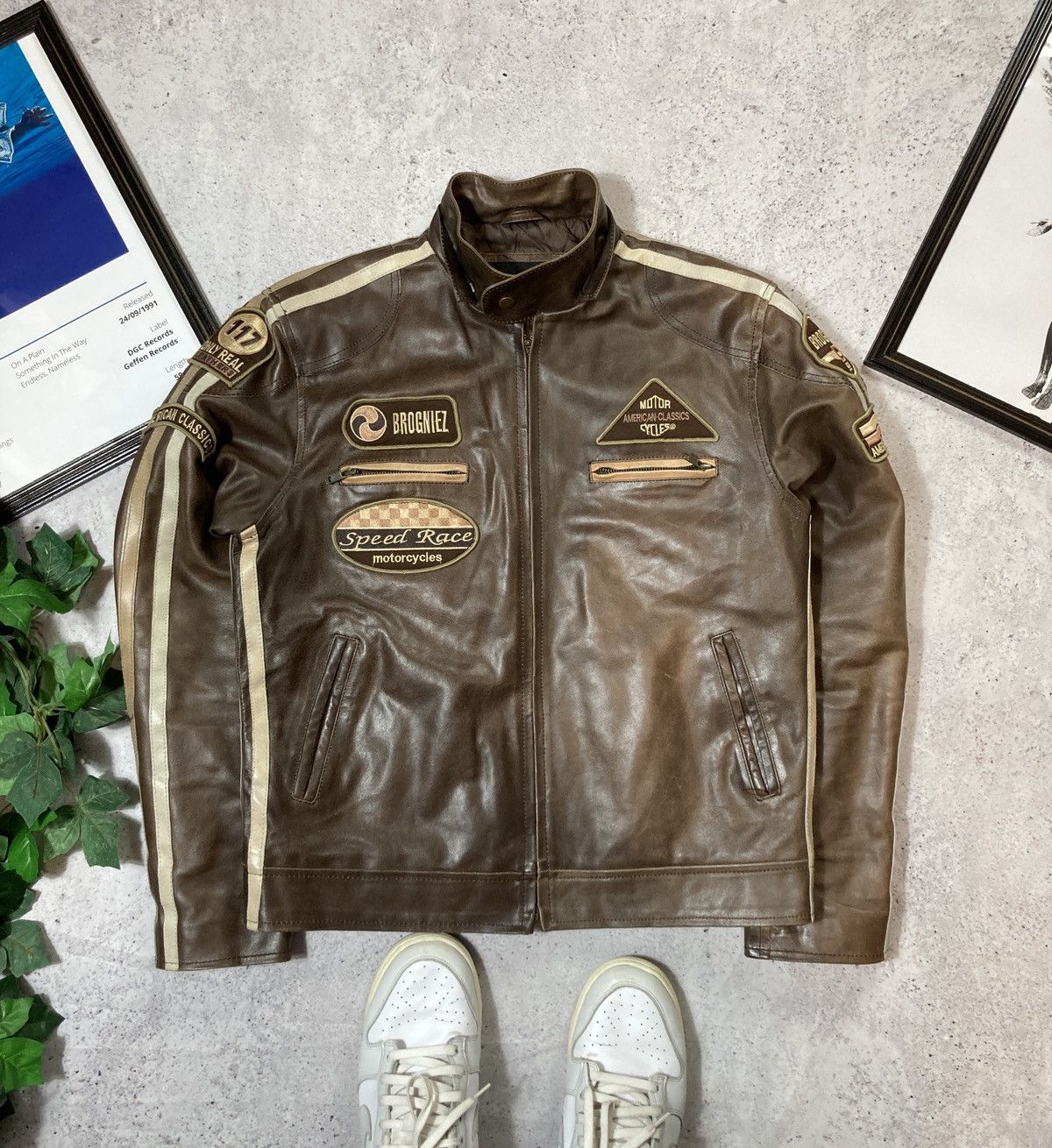 Leather Jacket × MOTO × Racing Vintage Speed Racing motorcycle jacket ...