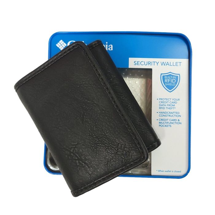 Columbia Columbia Tri Fold Leather RFID Shield Security Wallet Black ...