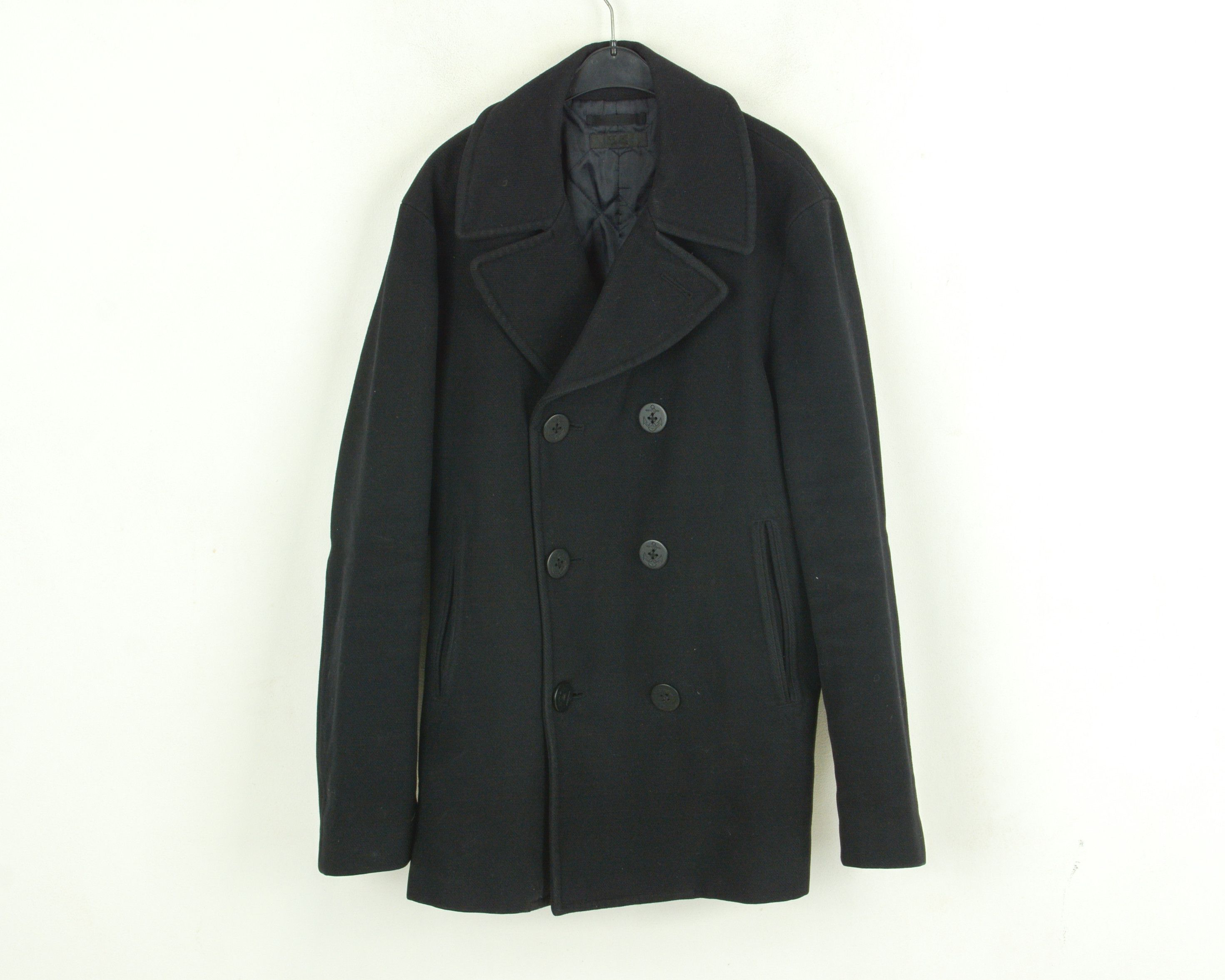 Anchor Blue × Uniqlo Men M Wool Double Breasted Anchor Buttons Jacket ...