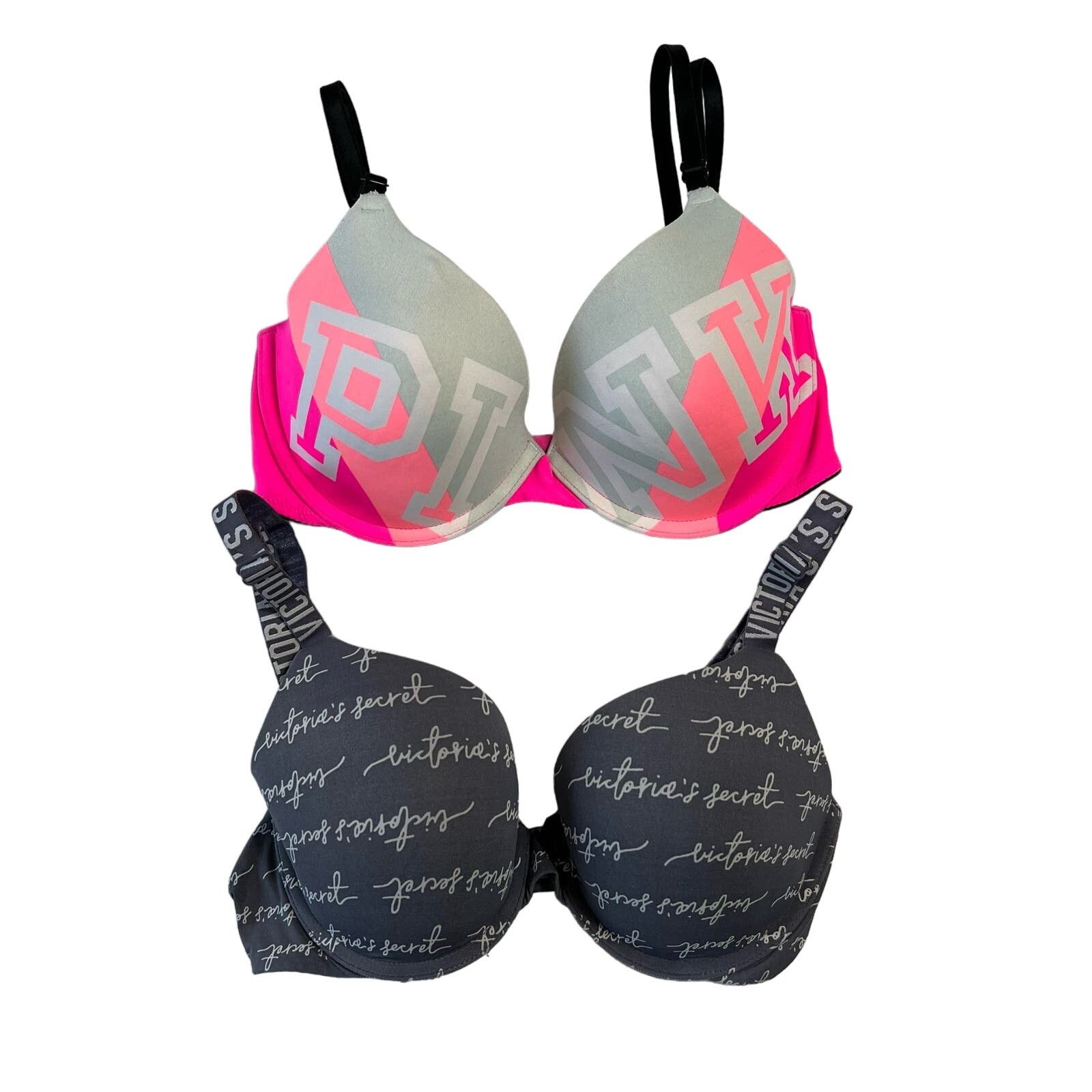 Victoria's Secret VS Pink Women's Bra Set 32D Adjustable Lightly Padded ...
