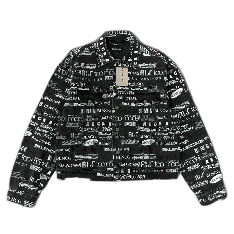 Balenciaga Balenciaga Black Denim Jacket with Logos | Grailed