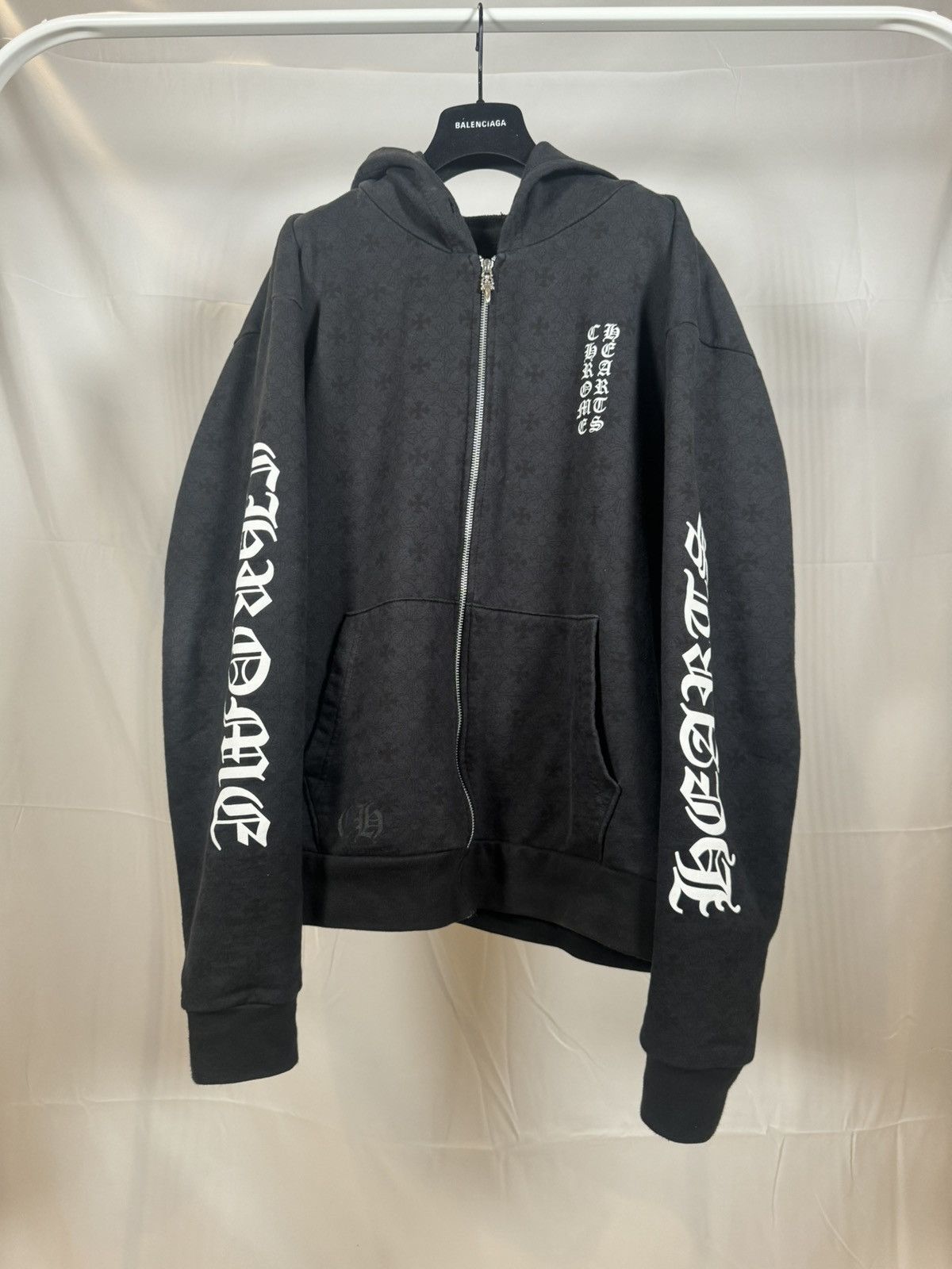 Chrome Hearts Chrome Hearts Script Jacquard Zip-Up Hoodie (SOLD) | Grailed
