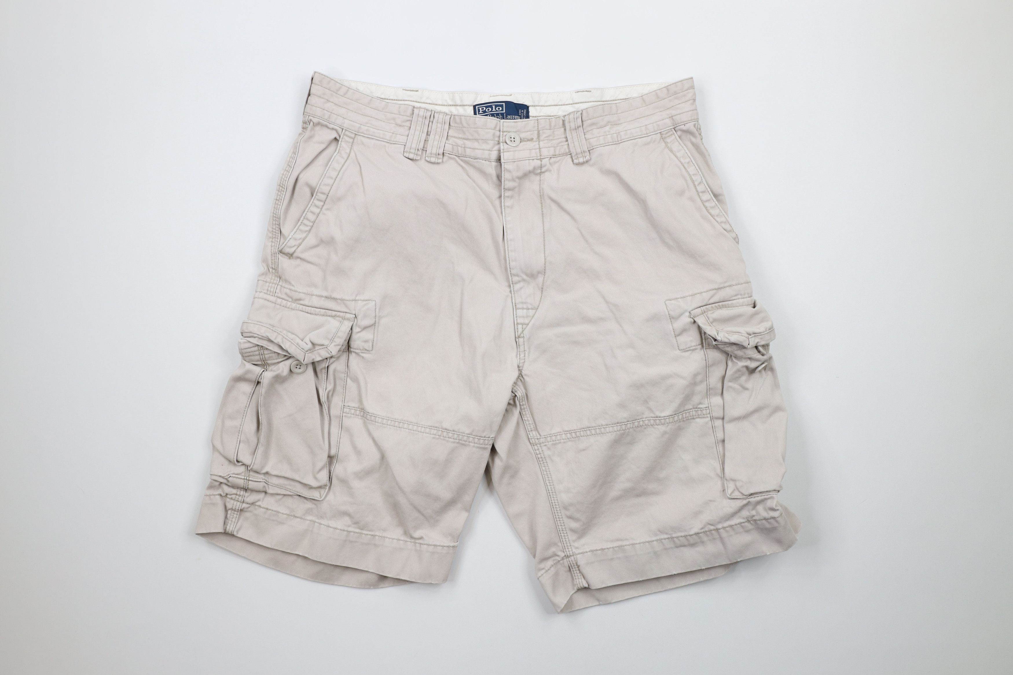 Ralph Lauren × Vintage Vintage 90s Ralph Lauren Cargo Shorts Beige Cotton | Grailed