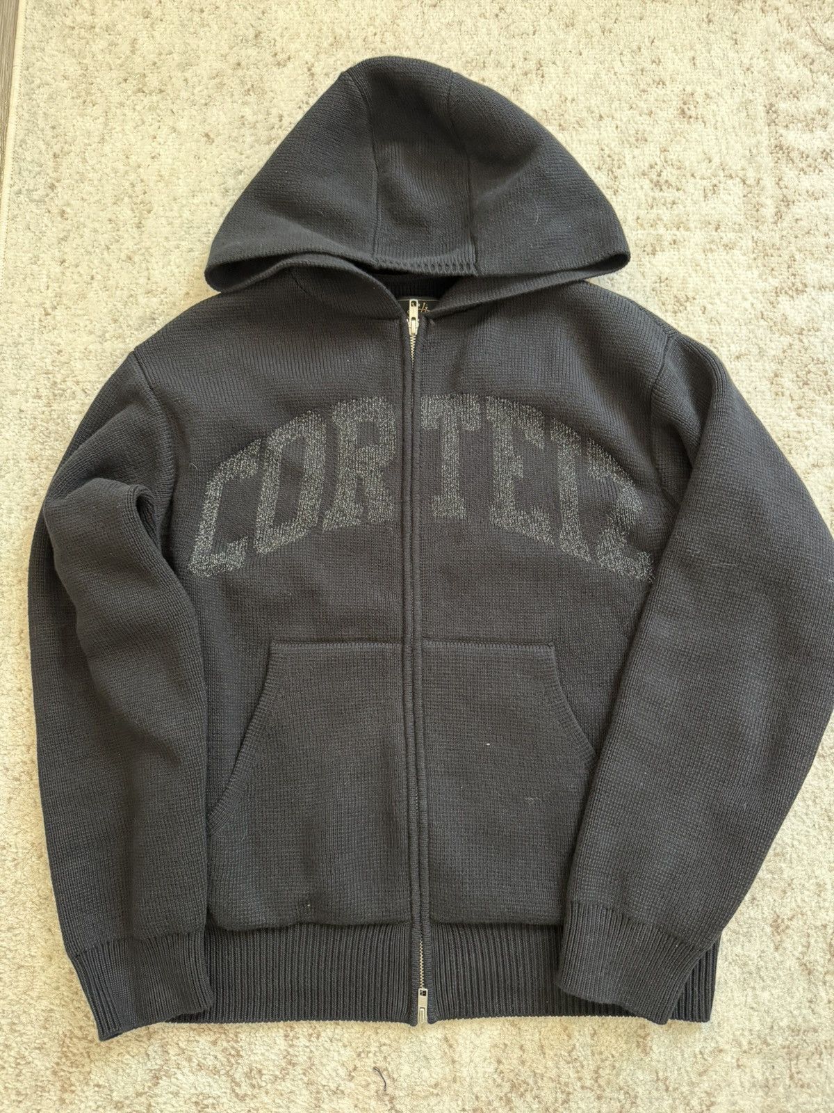 Corteiz Corteiz College Knit Zip Hoodie Black | Grailed