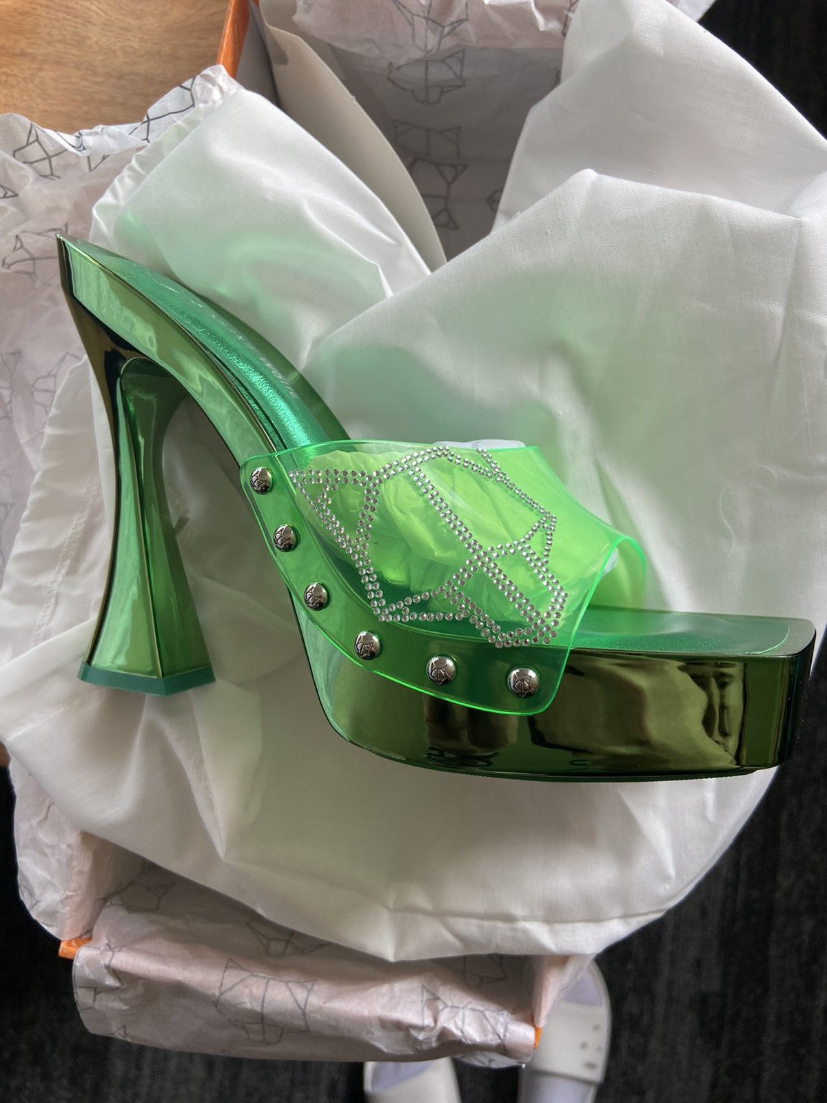 NAKED WOLFE Naked Wolf heels Sunday green metallic | Grailed