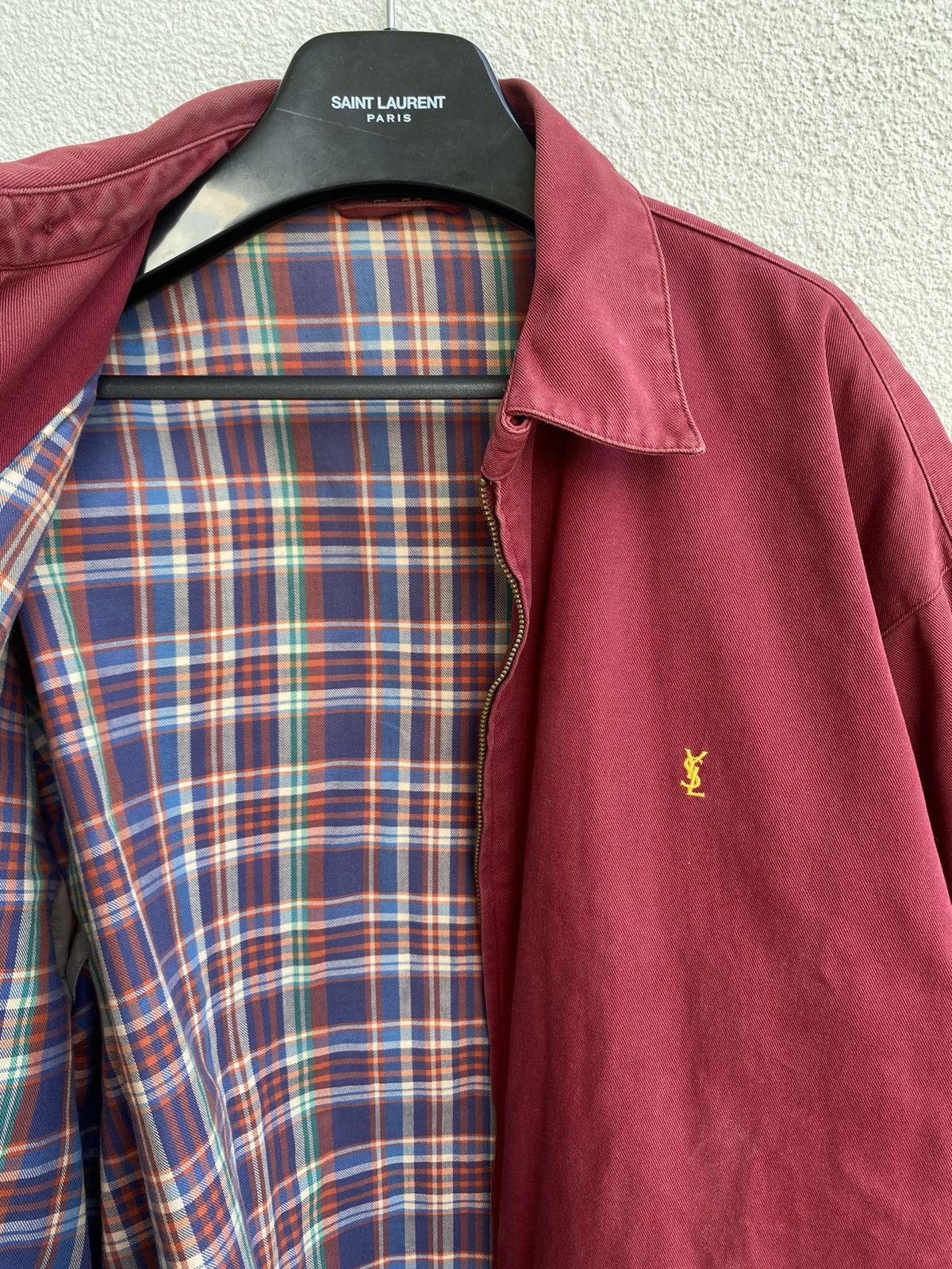 Vintage 90s YSL Jacket Cotton Pinky/Red/Burgundy YSL Bomber | Grailed