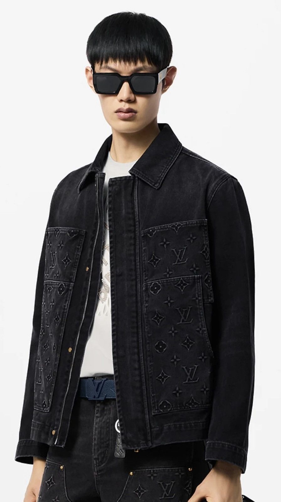 Louis Vuitton Black Denim Workwear Monogram Print Jacket | Grailed