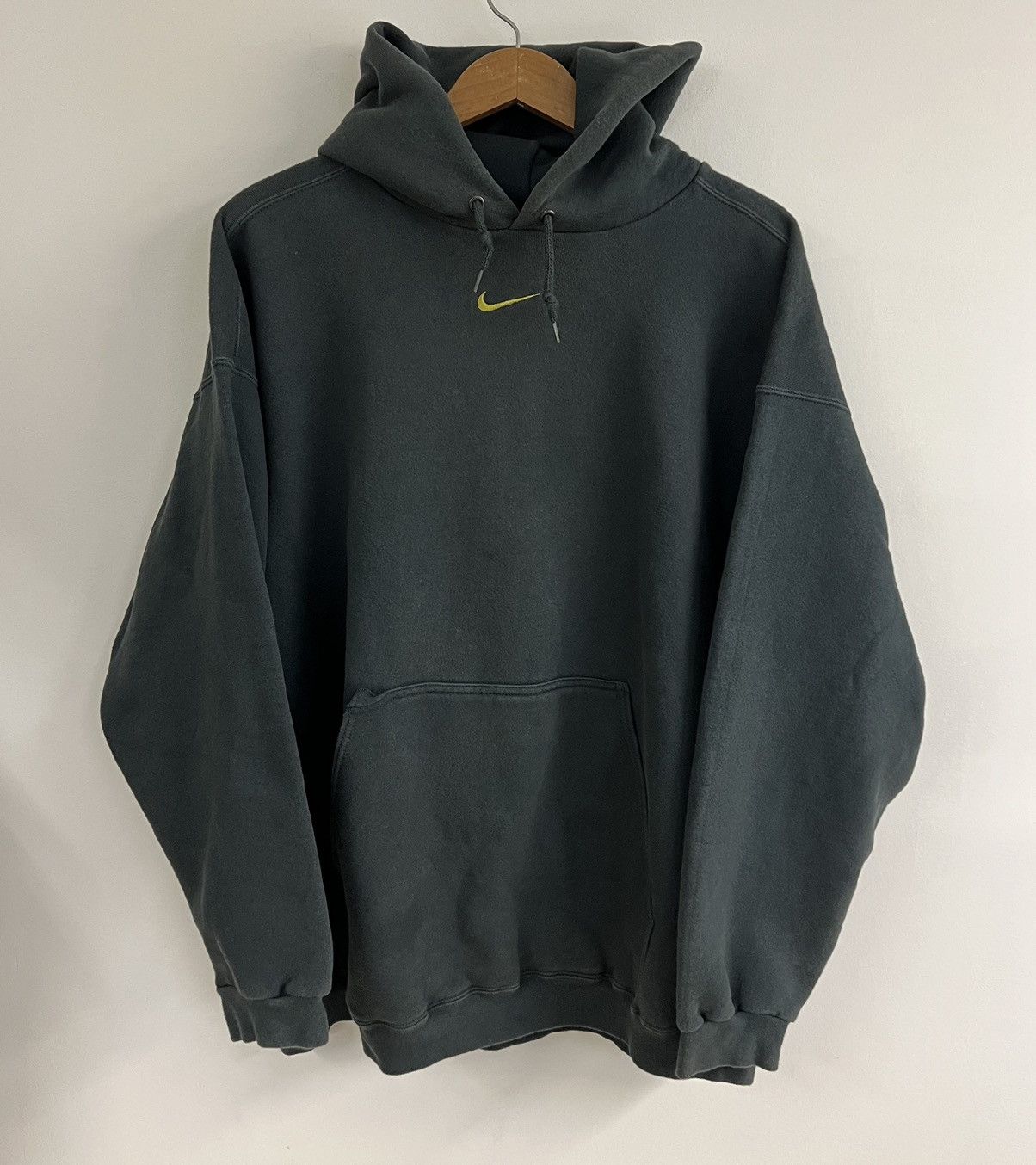 Nike VTG Distressed 90's Nike Center Swoosh Made In USA Hoodie | Grailed