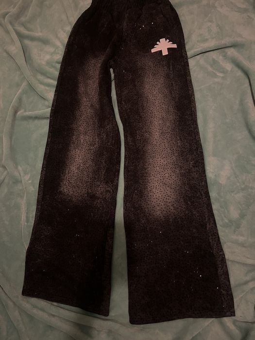 Vertabrae RARE vertebrae black rhinestone sweatpants | Grailed