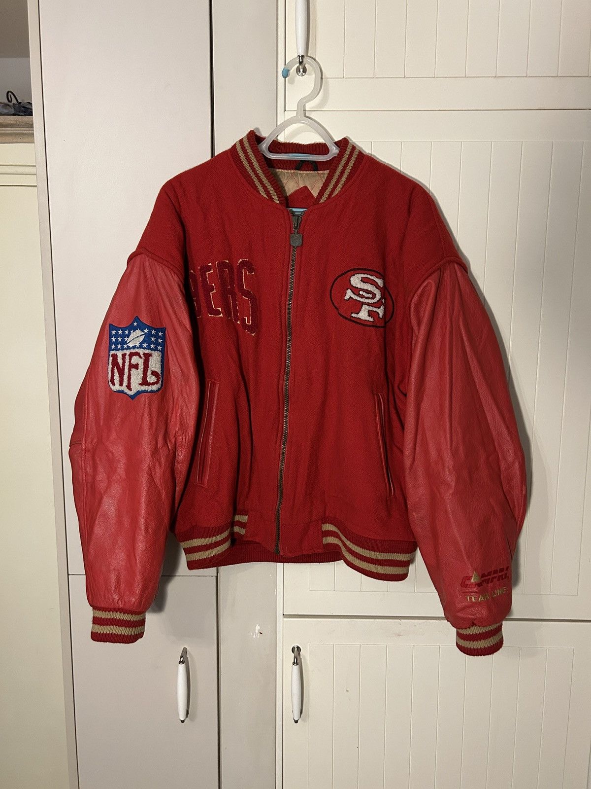 Vintage 49ers 90s Wool and Leather Varsity jacket | Grailed