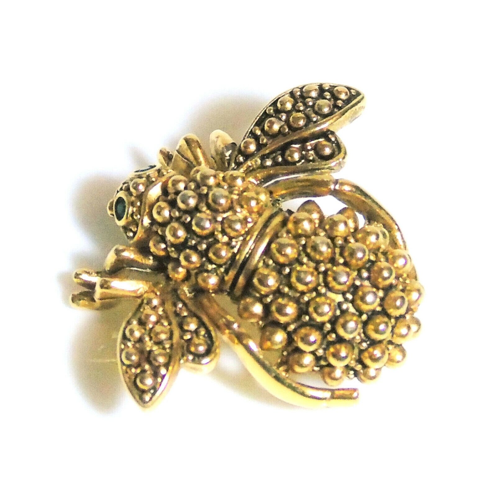 Vintage Joan Rivers Gold BEADED QUEEN BEE PIN Brooch Double Wing | Grailed