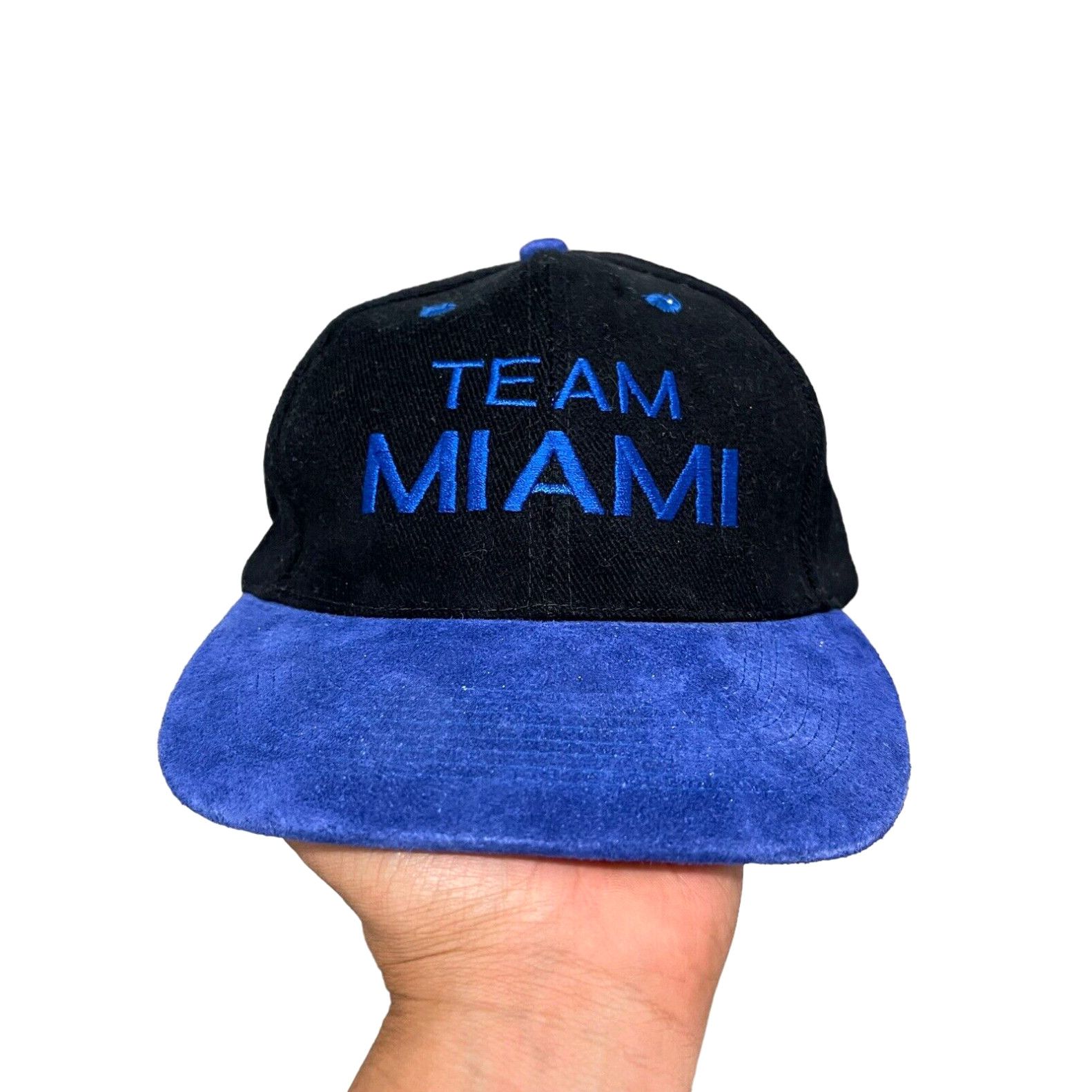 Etro Retro 2000s Team Miami FBI Logo Hat Cap Embroidered Blue Suede ...