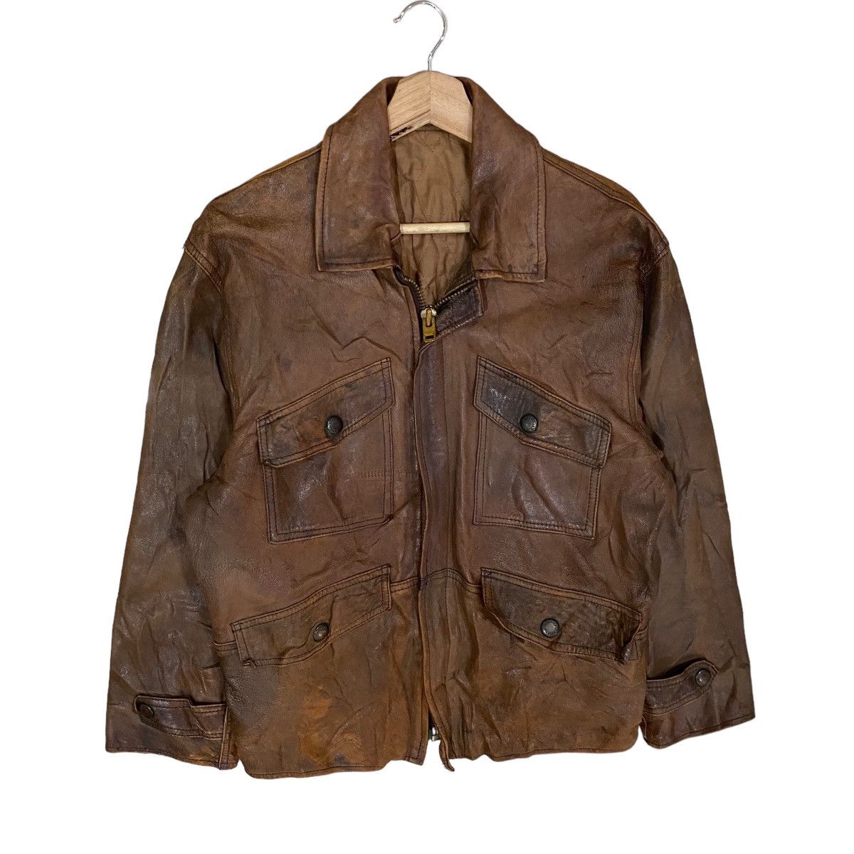 Leather Jacket × Vintage ⭐️VTG OLD FLIGHT JACKET HAYARIYA JAPAN LEATHER ...