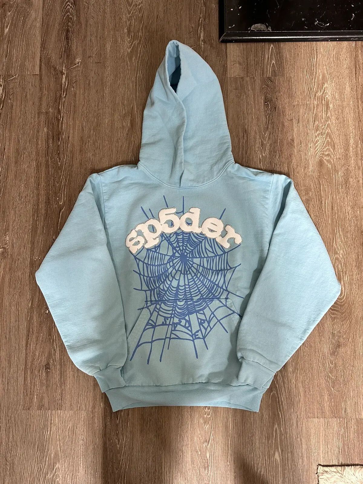 Spider Worldwide Spider sky blue men’s new web logo hoodie | Grailed
