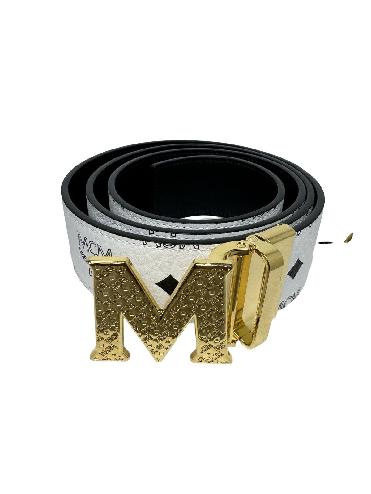 MCM MCM Claus Textured Reversible Belt White Monogram Logo New | Grailed