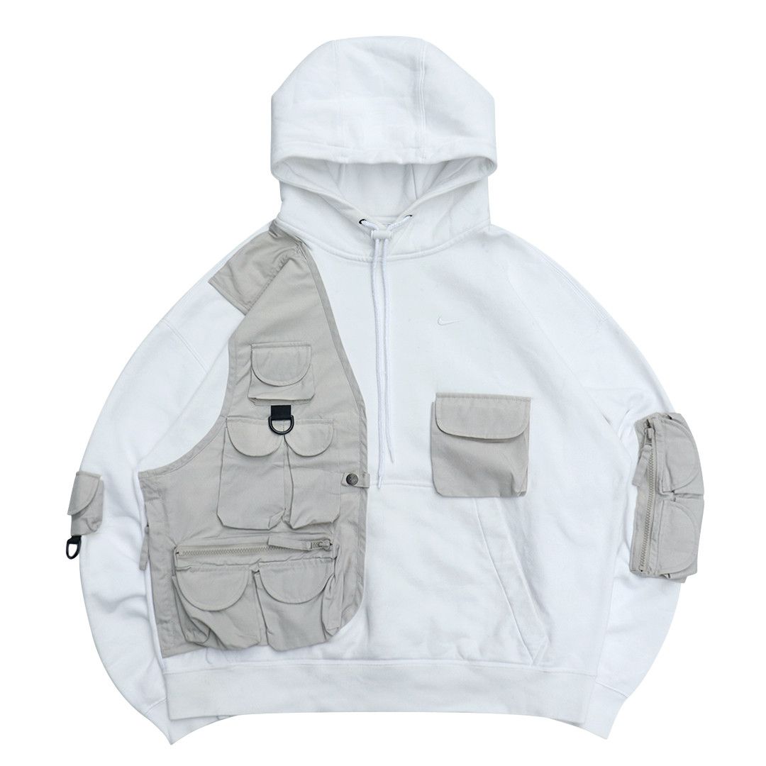 Custom × Nike × Streetwear Nike Mini Swoosh Tactical Hoodie White Beige ...