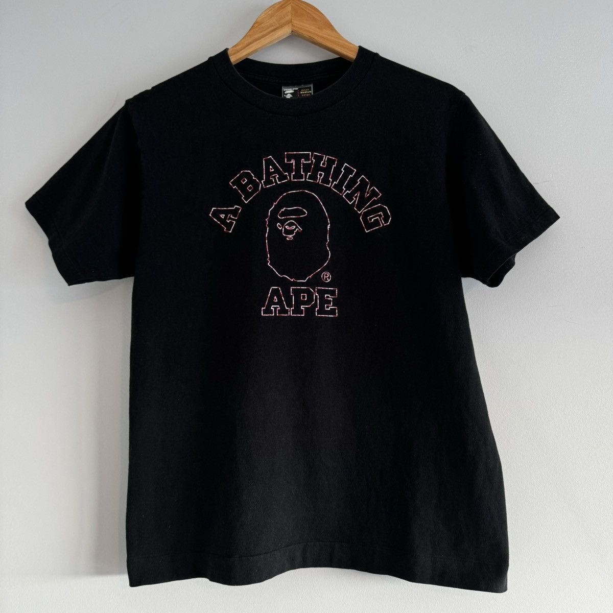 Bape OG Bape Pink Camocollage Outline College Logo Tee | Grailed