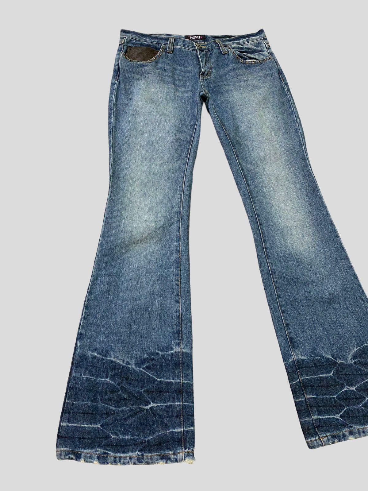 Hype Flare Jeans Lowbox Acid Wash Distressed Denim | Grailed