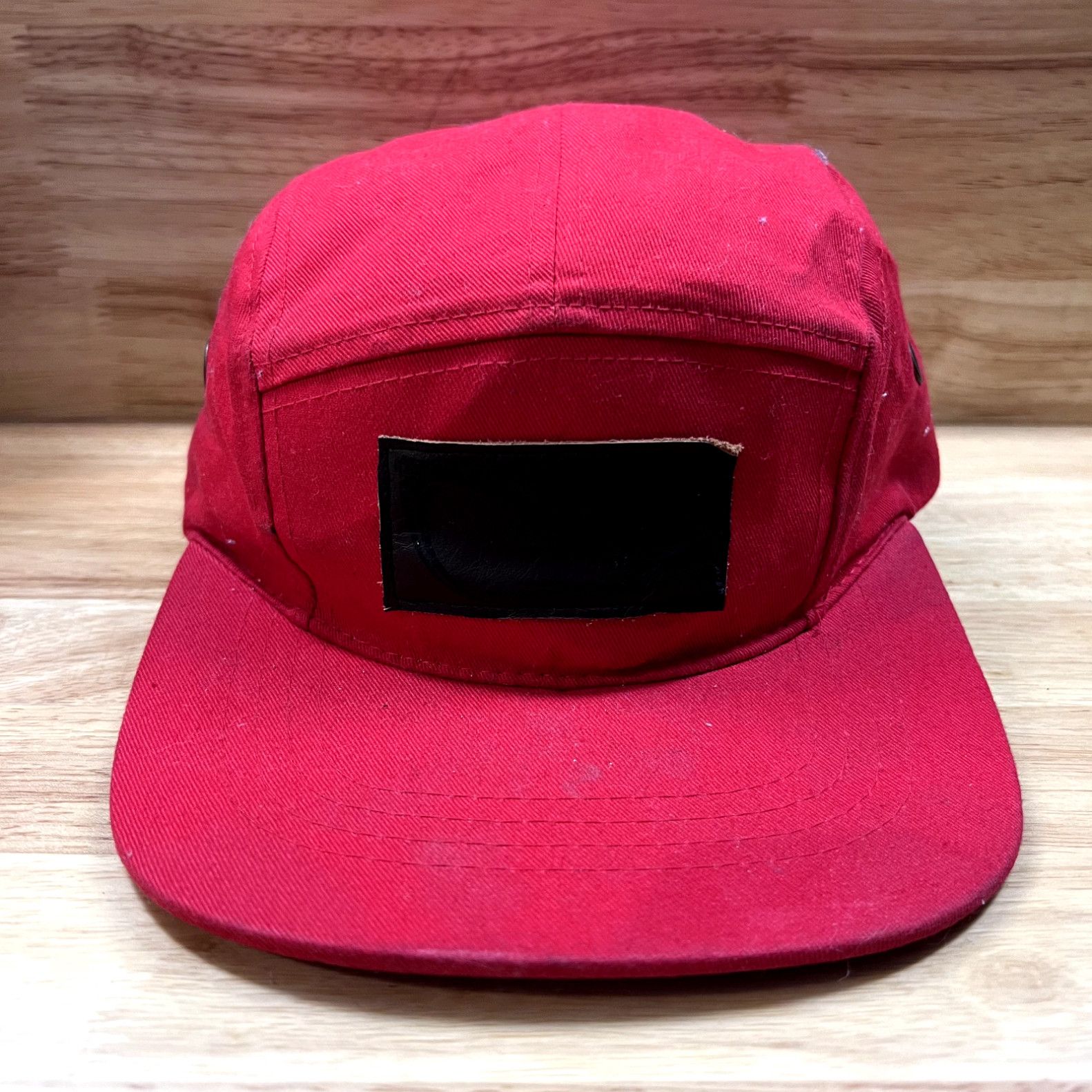 Logo 7 Vintage 5 Panel Hat Cap Red Leather Strap BK Logo Patch | Grailed