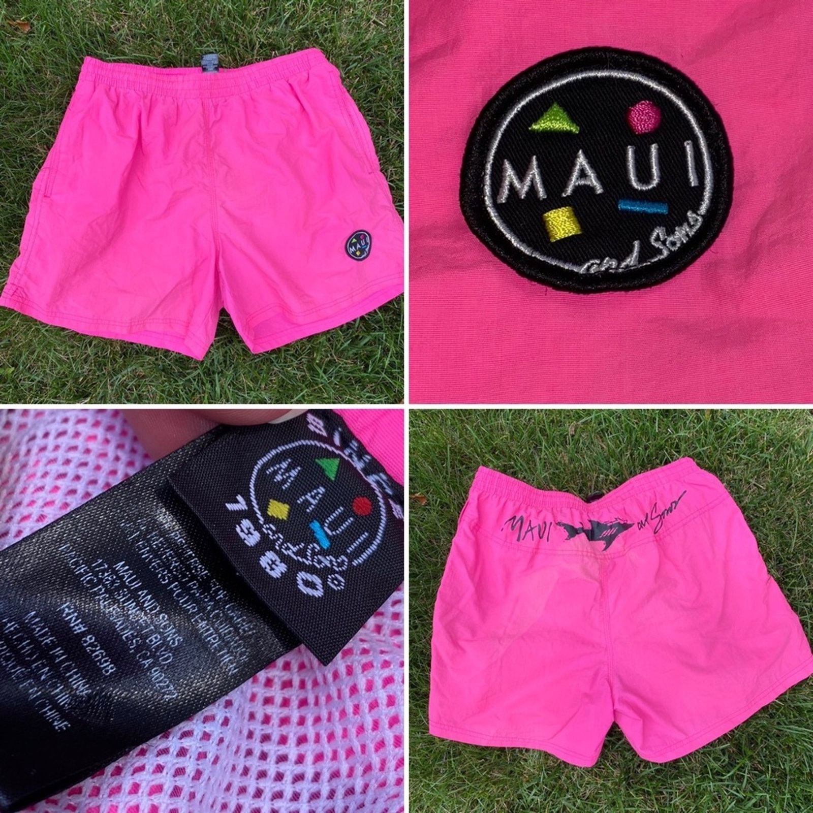 Maui And Sons Maui & Sons NEON Pink Mens Swim Party Rocker Volleys ...