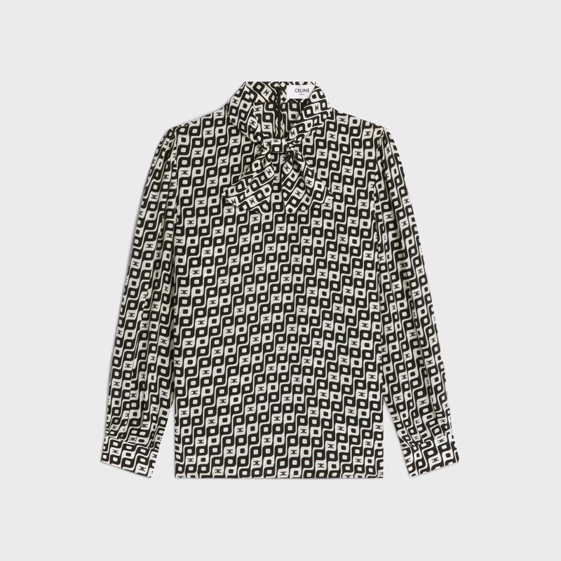 Celine o1bcso1str0126 2B60B118Z Lavaliere Blouse in Noir/Craie | Grailed