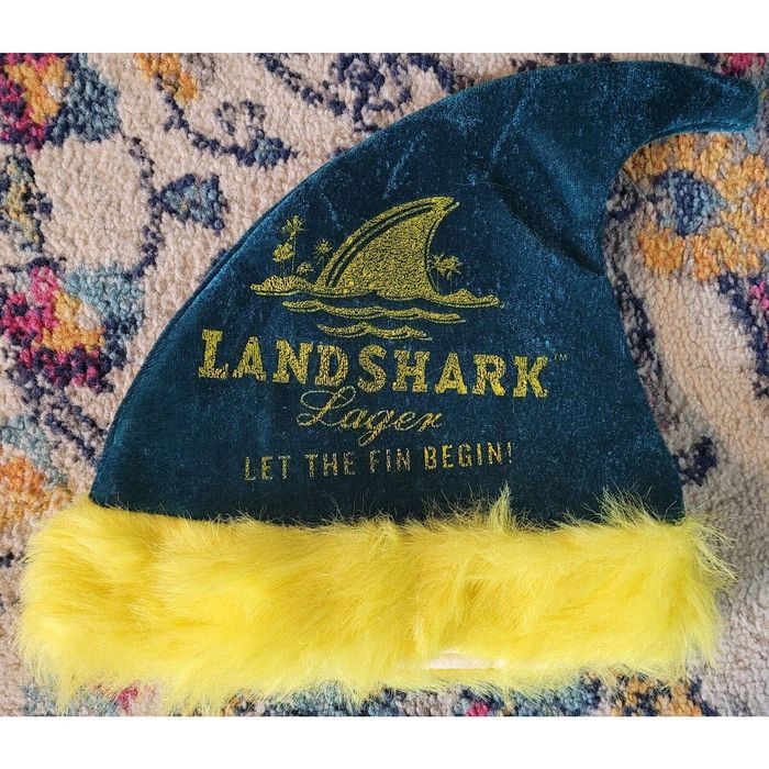 Other Landshark Lager Let the Fin Begin hat santa hat Green Yellow ...