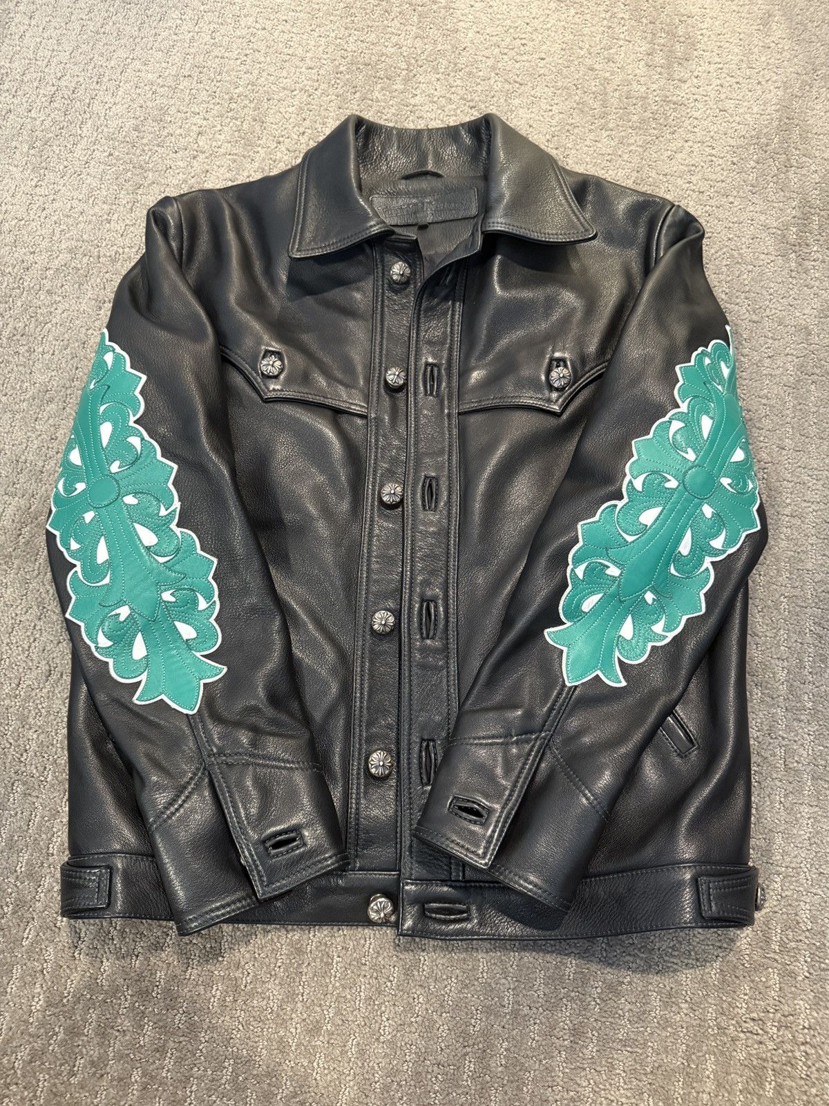 Chrome Hearts Floral Cross Calf Leather Moto Jacket | Grailed