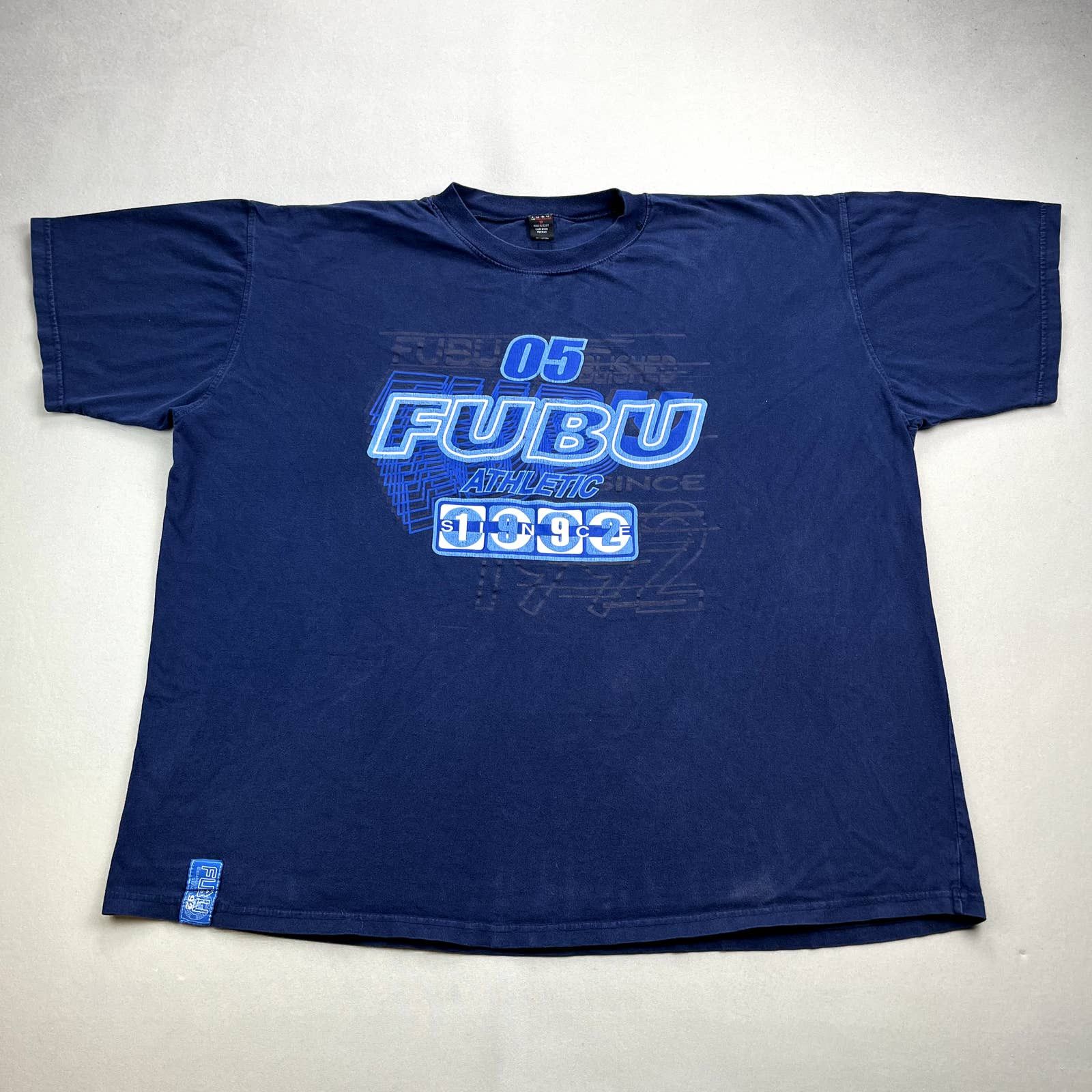 Fubu × Vintage Vintage FUBU T-Shirt 3XL Navy Blue Hip Hop Urban Rap y2k | Grailed