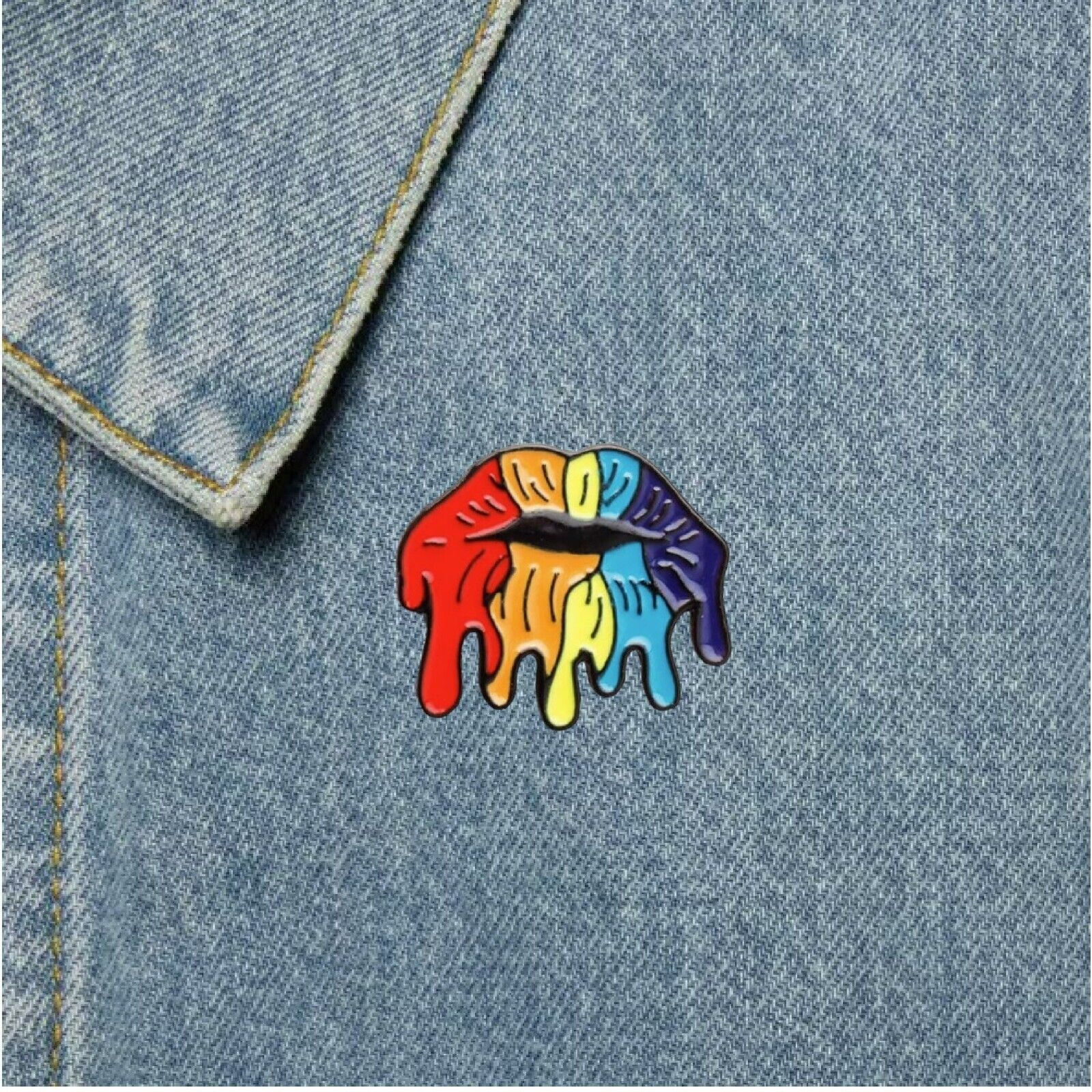 Other ⭐Cartoon Rainbow Lip Melting Enamel Pin Colorful Badge Brooc ...
