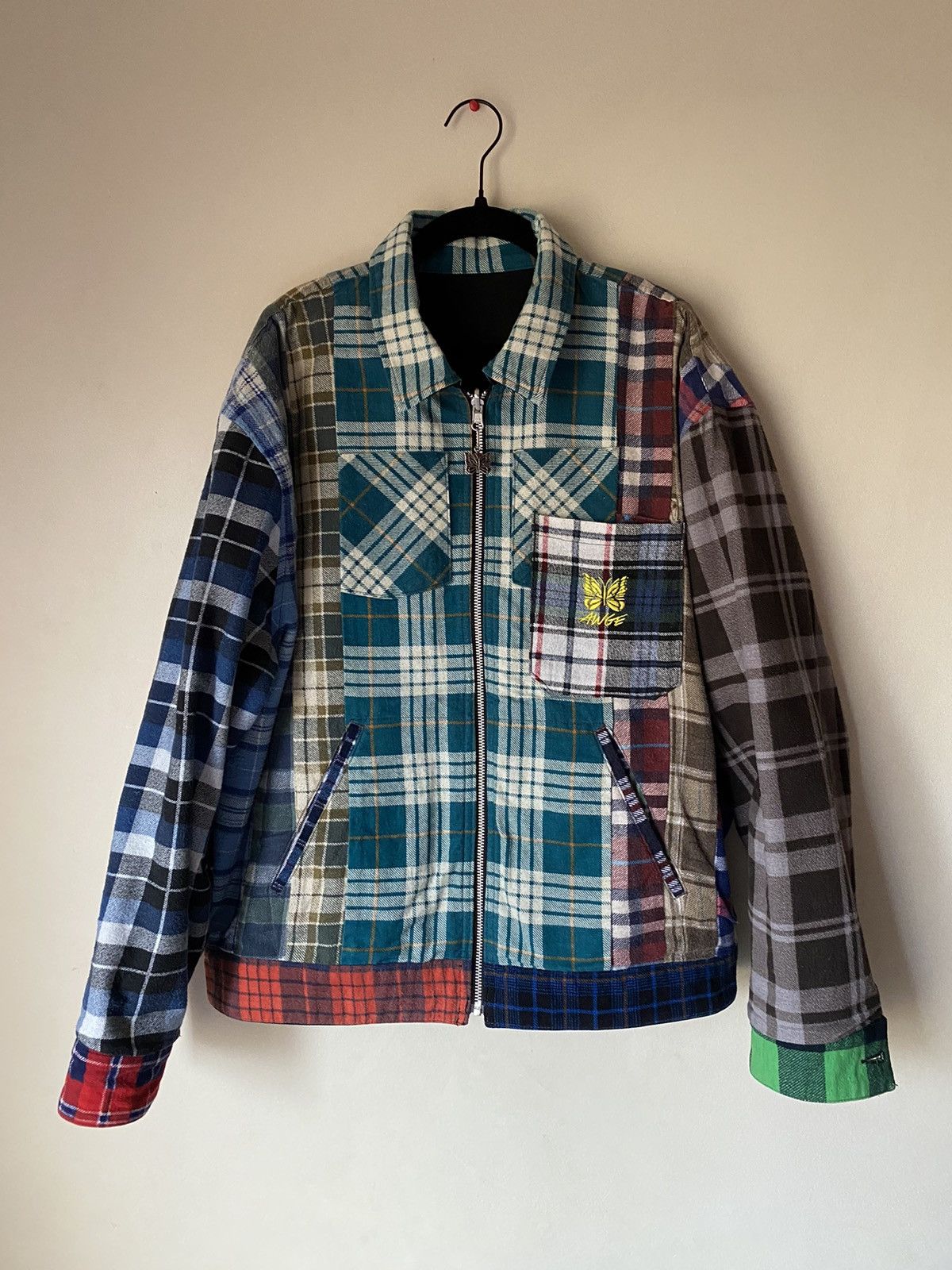 AWGE × Needles Reversible Black/Flannel Work Jacket | Grailed