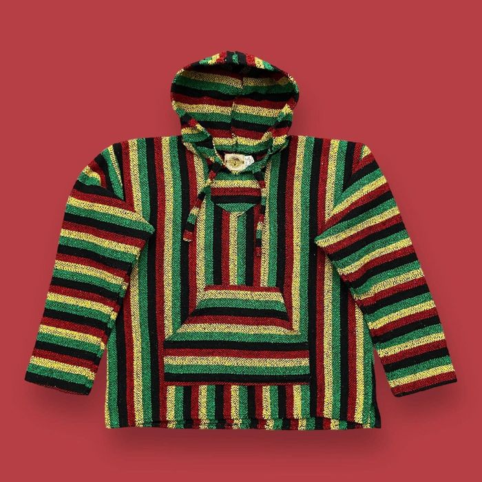 Vintage Vintage Baja Hoodie Drug Rug Blanket Hoodie Rasta Beach Surf ...