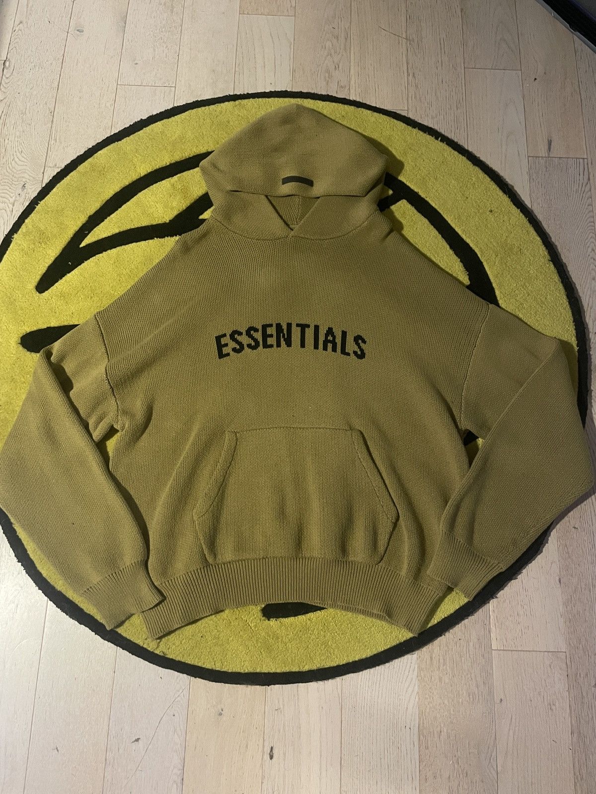 Essentials Khaki Fear of God Essentials Knit Hoodie | Grailed