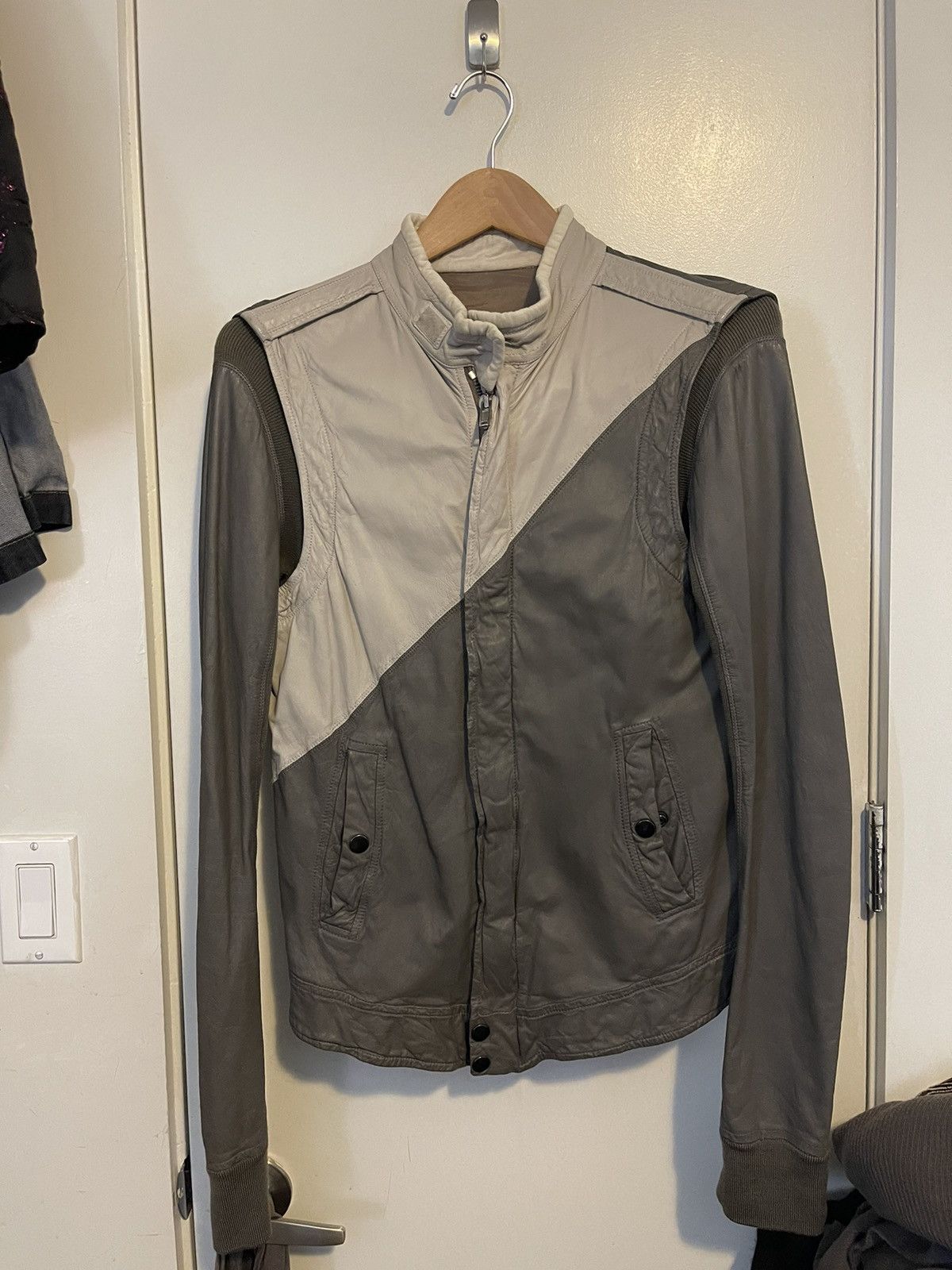 Rick Owens Rick Owens SS08 creatch two tone leather jacket | Grailed