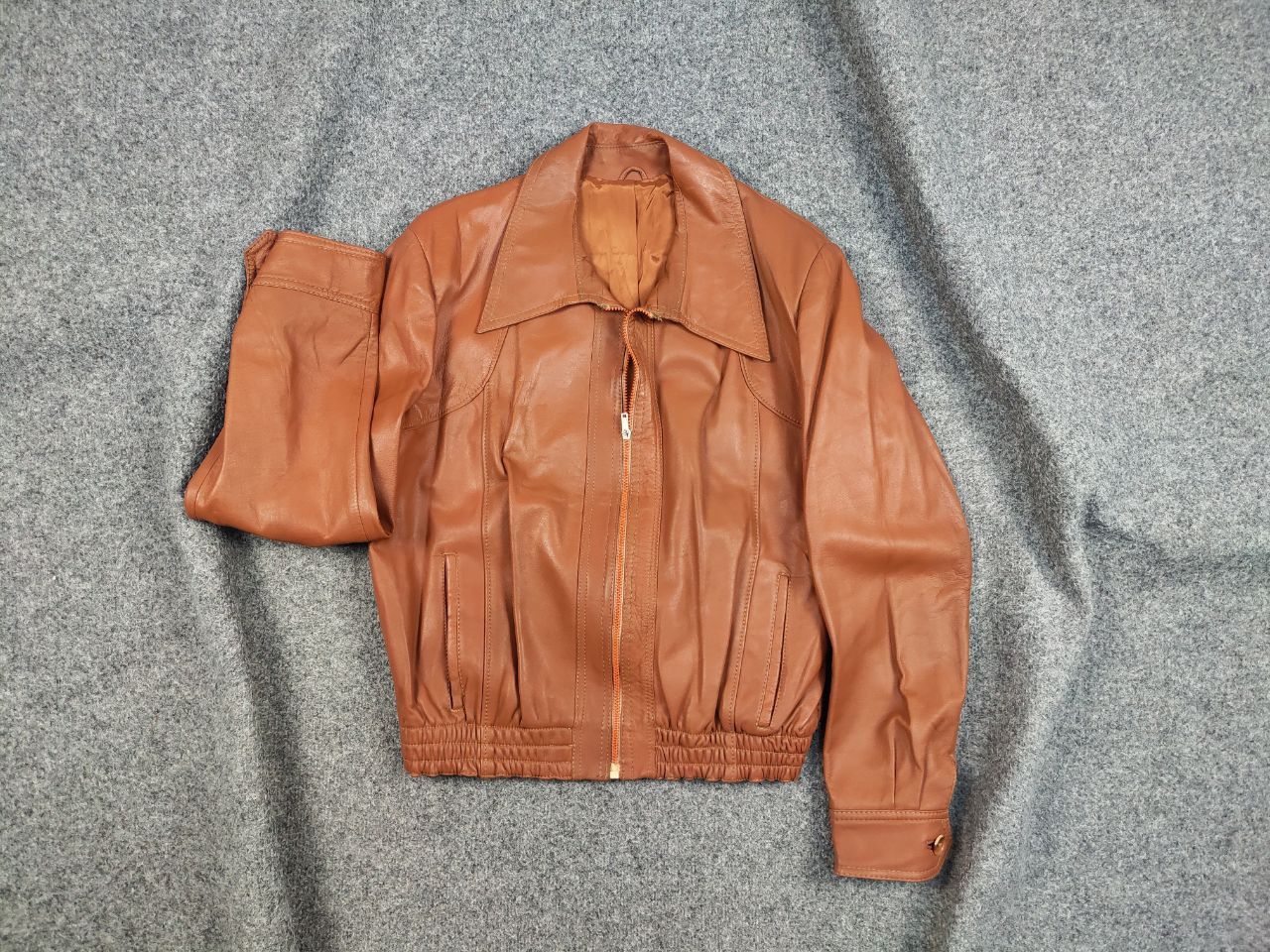 Leather Jacket × Streetwear × Vintage Vintage 80's Echtes Leder Brown ...