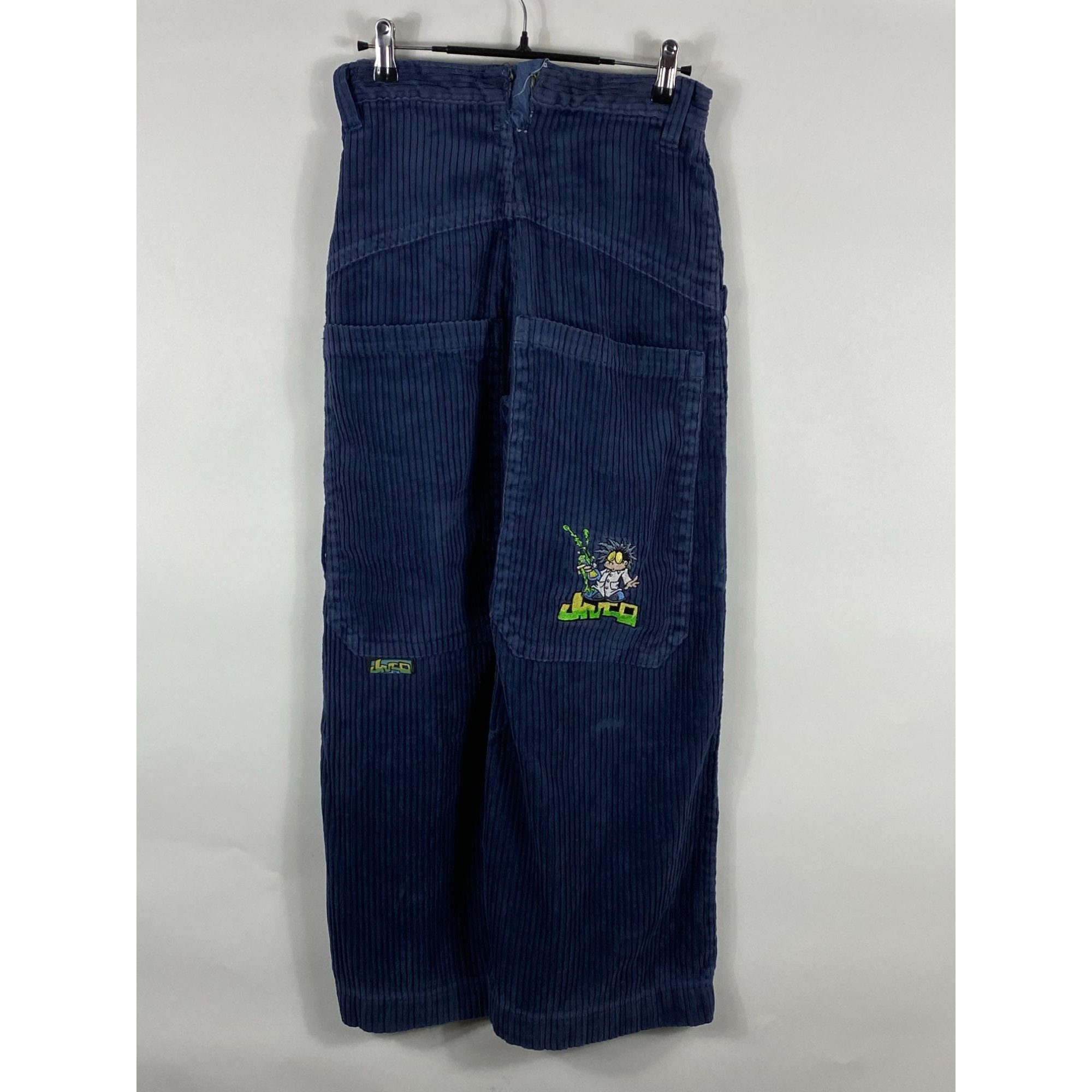 Jnco VNTG JNCO Embroidery Corduroy Baggy Wide Leg Pants Navy Wome | Grailed