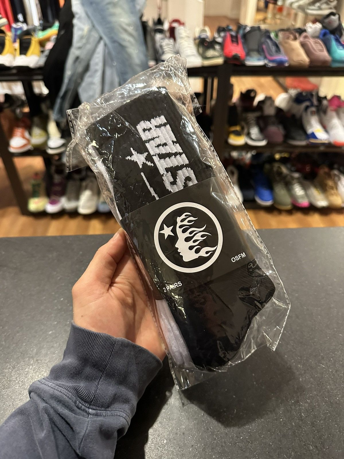 HELLSTAR HELLSTAR classic white/Black socks | Grailed