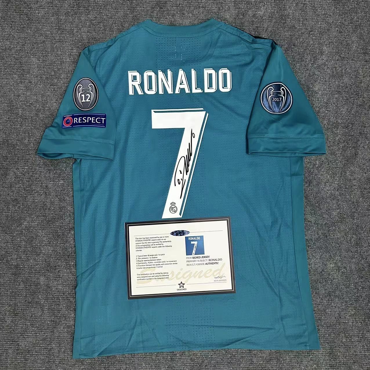 Vintage Cristiano Ronaldo SIGNED Real Madrid Blue Jersey COA 2017/18 ...