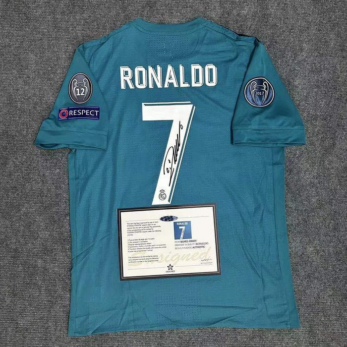 Vintage Cristiano Ronaldo SIGNED Real Madrid Blue Jersey COA 2017/18 ...