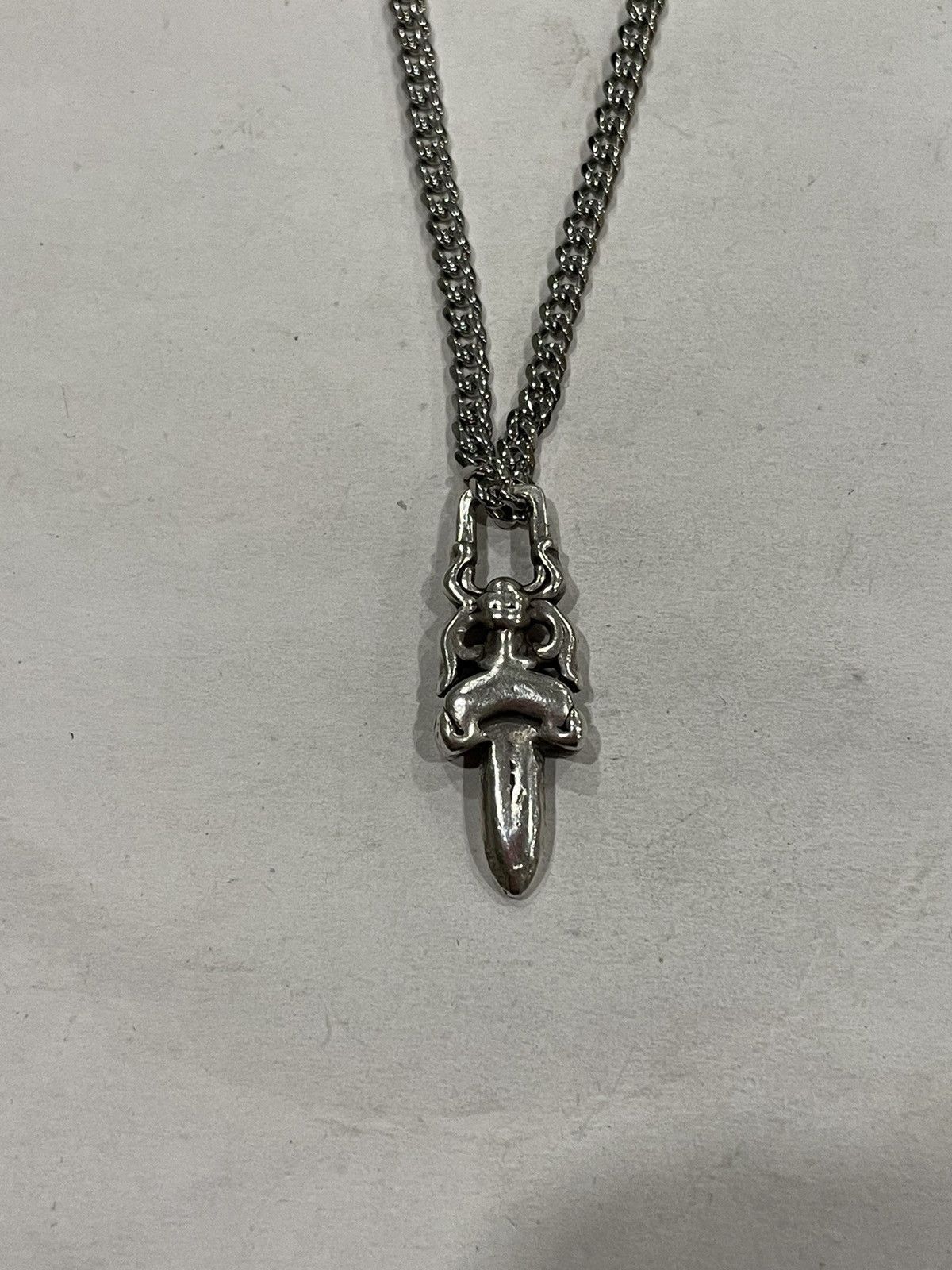 Chrome Hearts Chrome Hearts Dagger Pendant Cuban Chain Necklace Silver ...