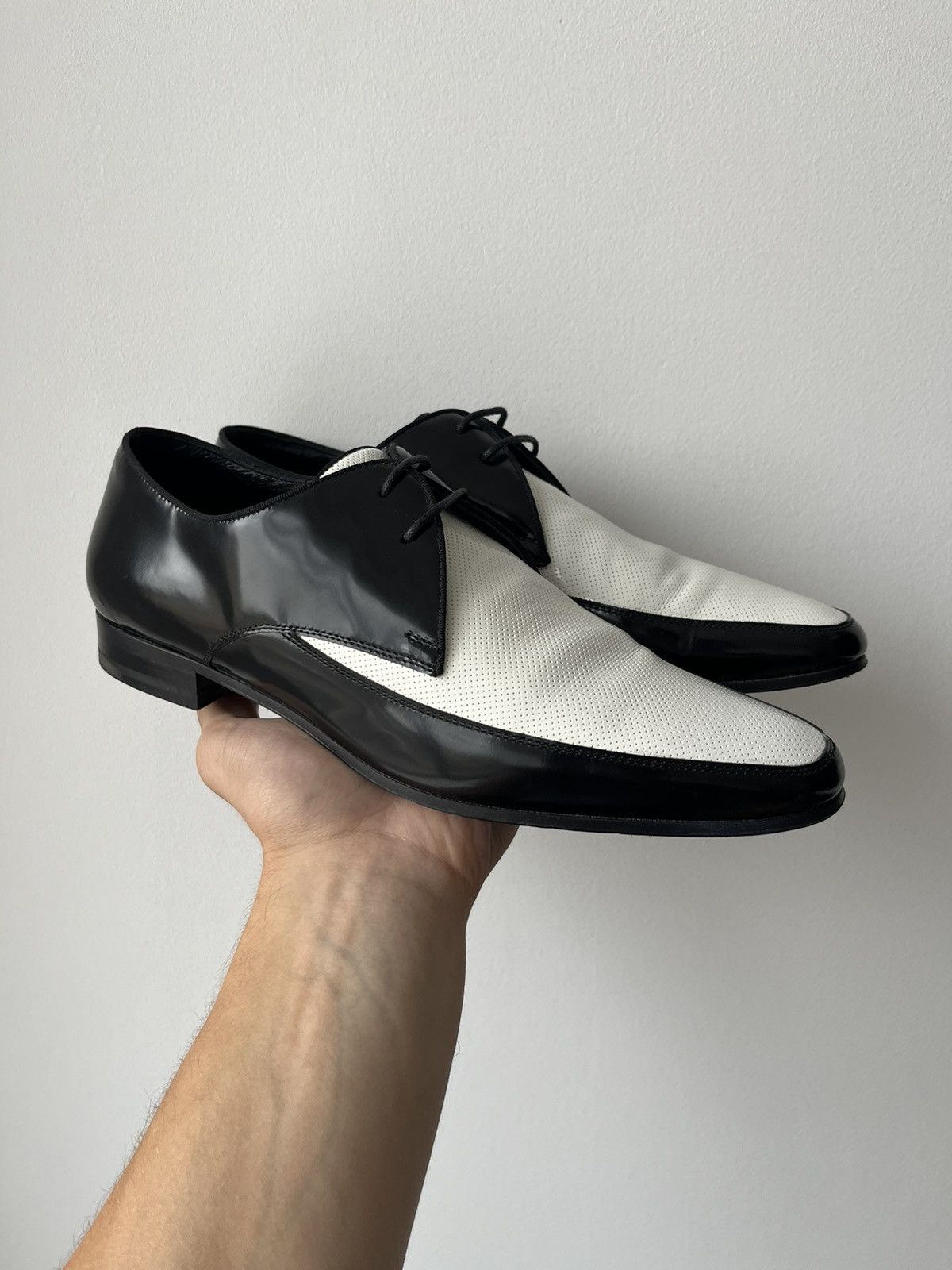 Saint Laurent Paris SLP Black White Marceau Patent Leather Spectator ...