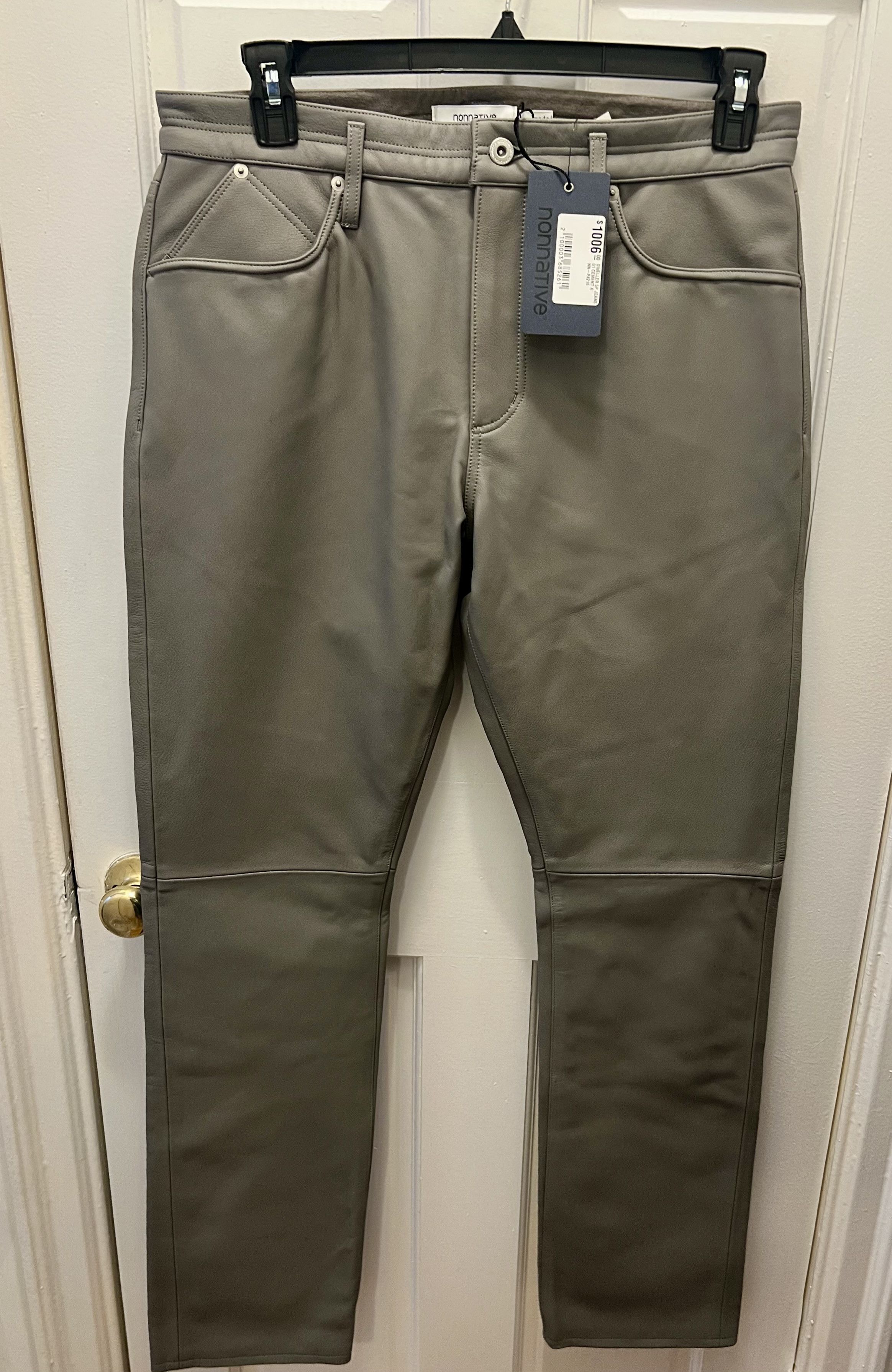 Nonnative NWT $1006 Grey Leather Pants Made in Japan | Grailed