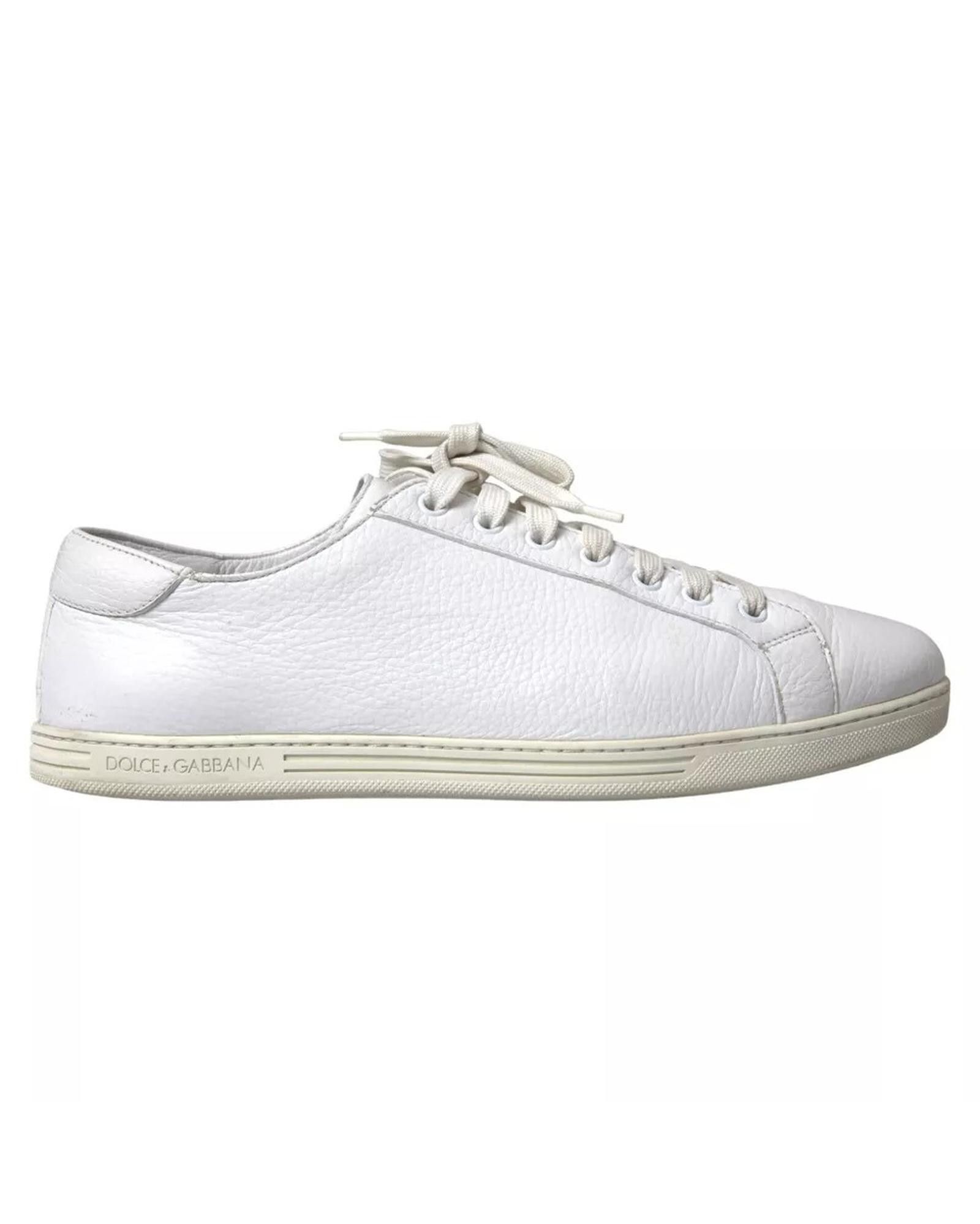 Dolce & Gabbana Leather Lace Up Sneakers with Gold Logo Detail | Grailed