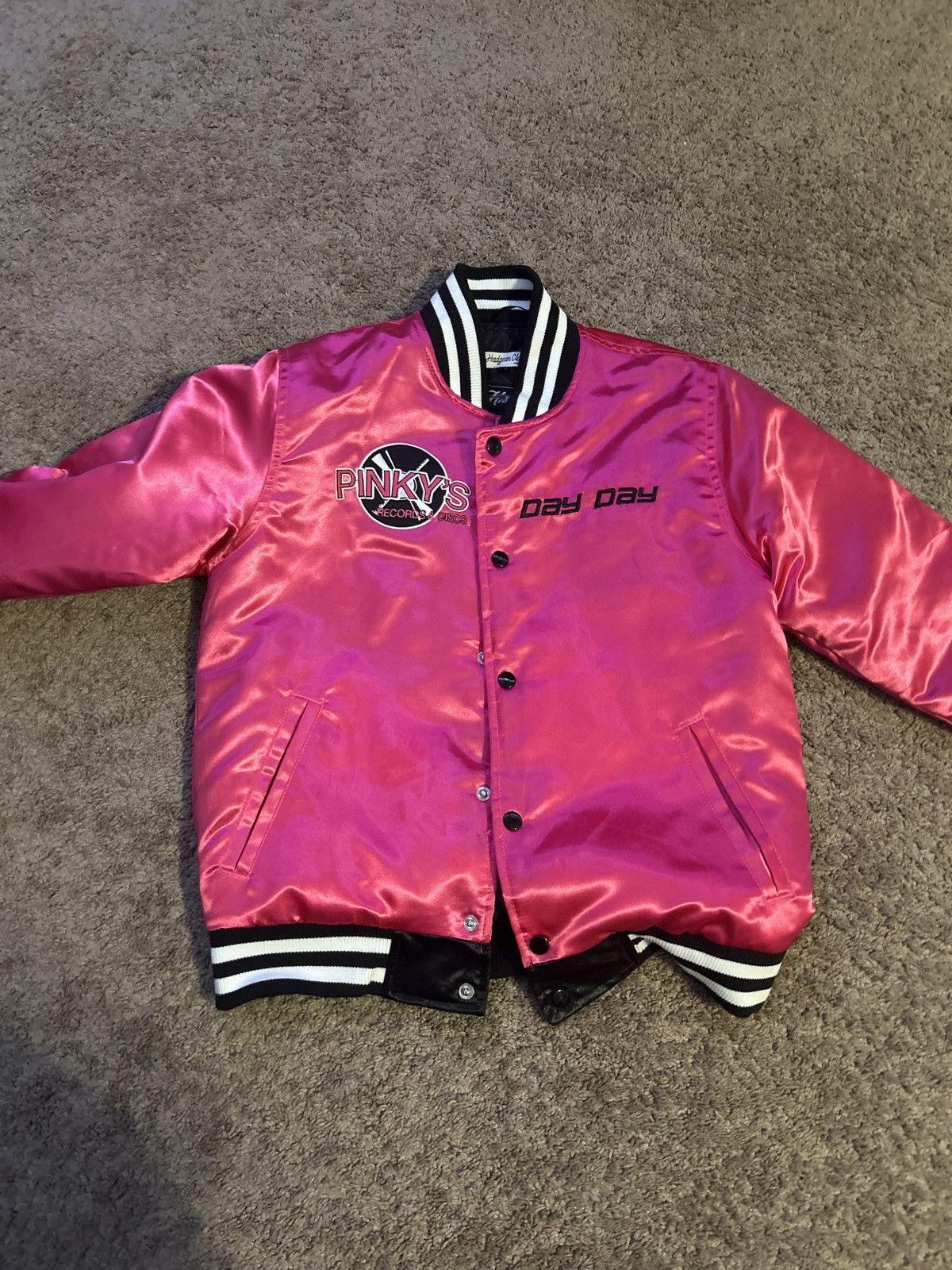 Bomber Jacket × Other × Streetwear Pinky records and disc bomber jacket ...