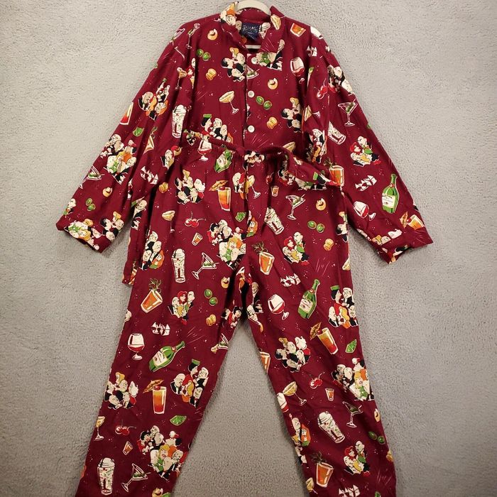 Etro Nick & Nora Pajamas Womens Large Burgundy Drinks Cocktails Party ...
