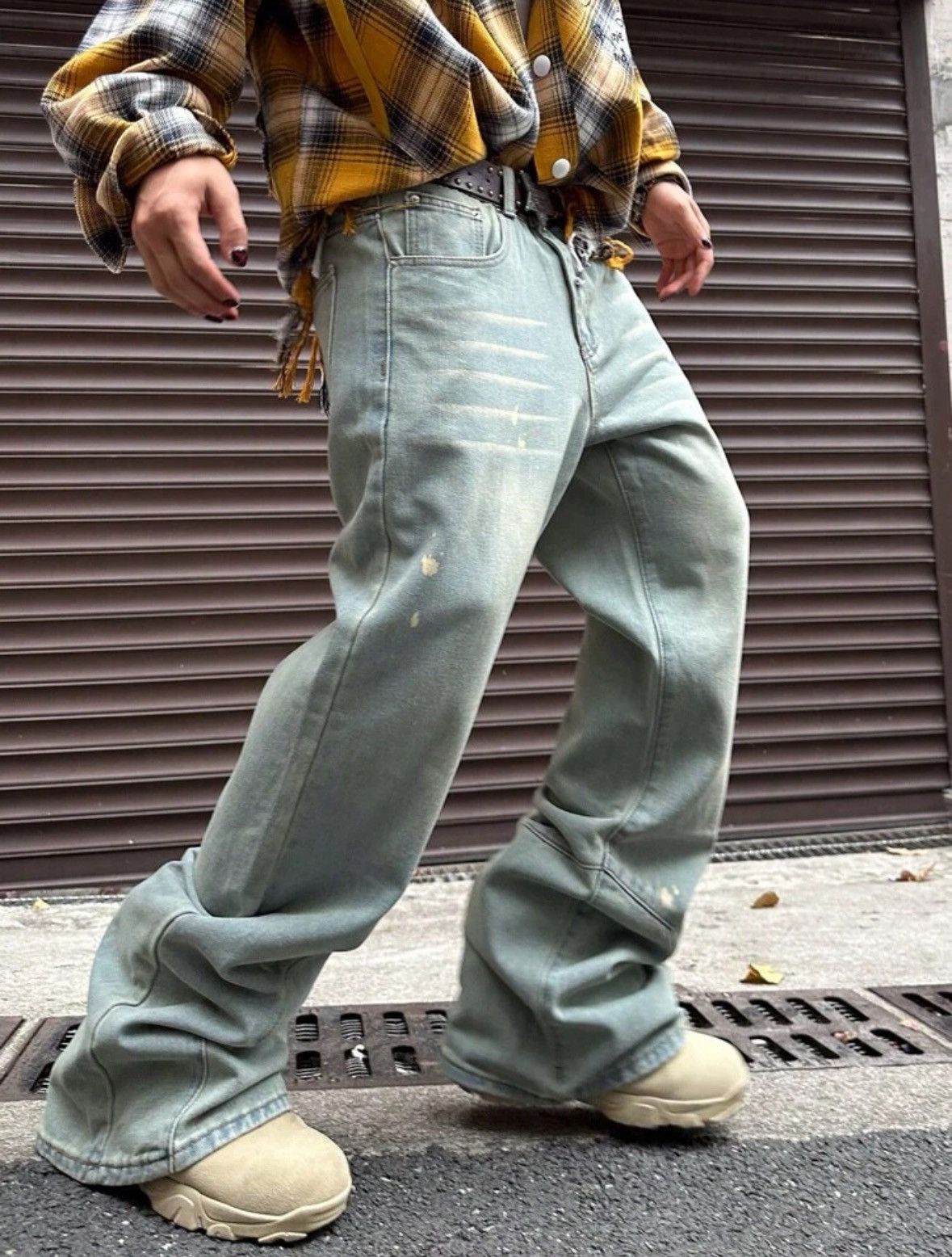 Streetwear Japan Korean Drip Stack Baggy Jeans, Flared Jeans | Grailed